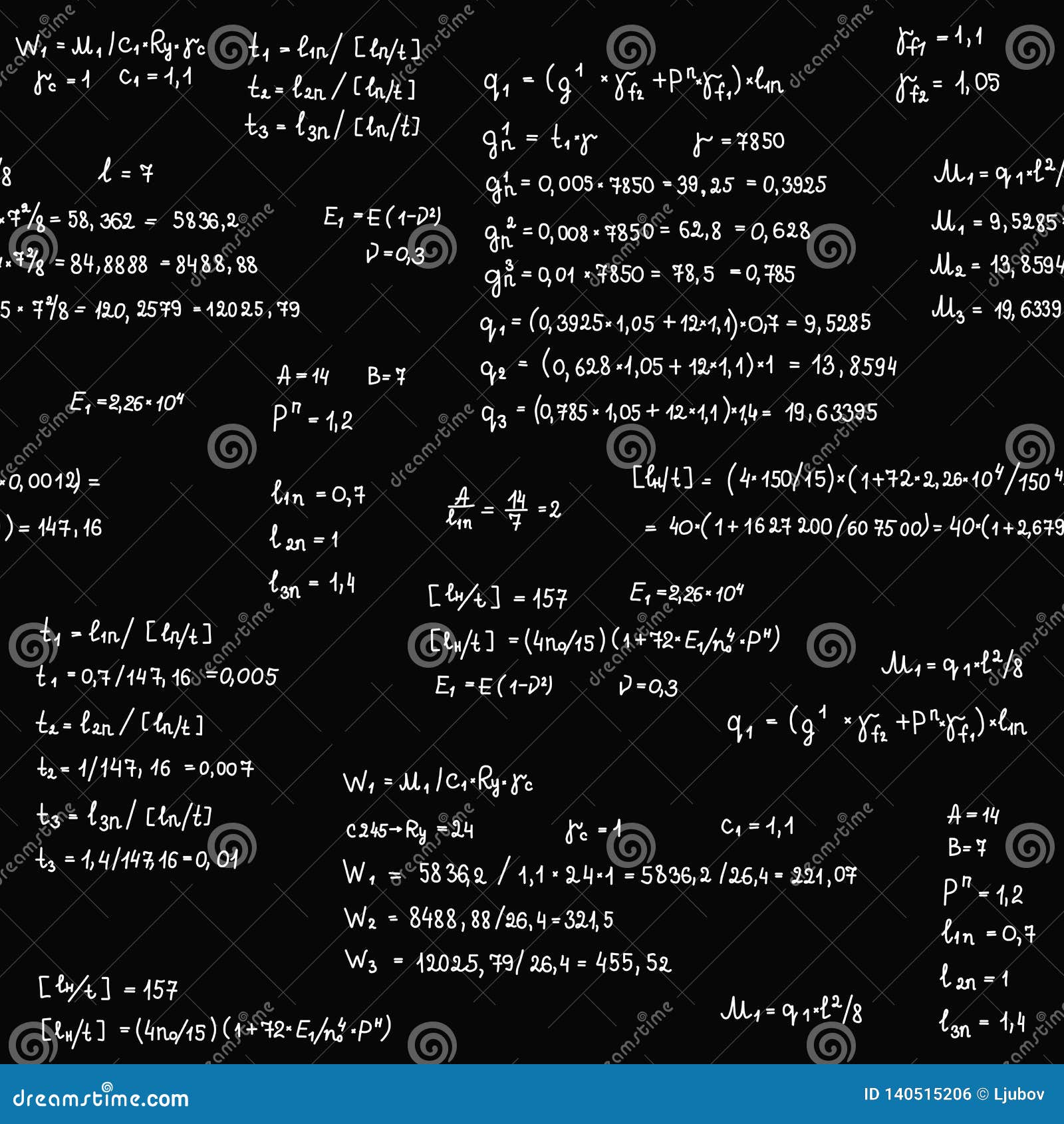 Seamless Pattern with Engineering and Mathematics Equation and ...