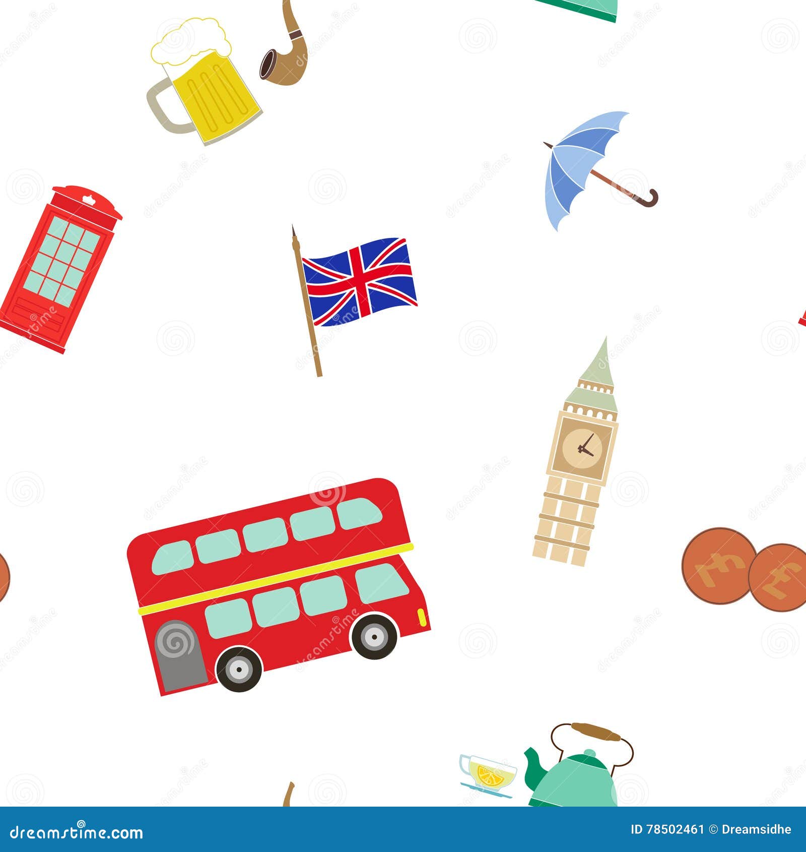 Seamless Pattern with England Icons Stock Vector - Illustration of ...