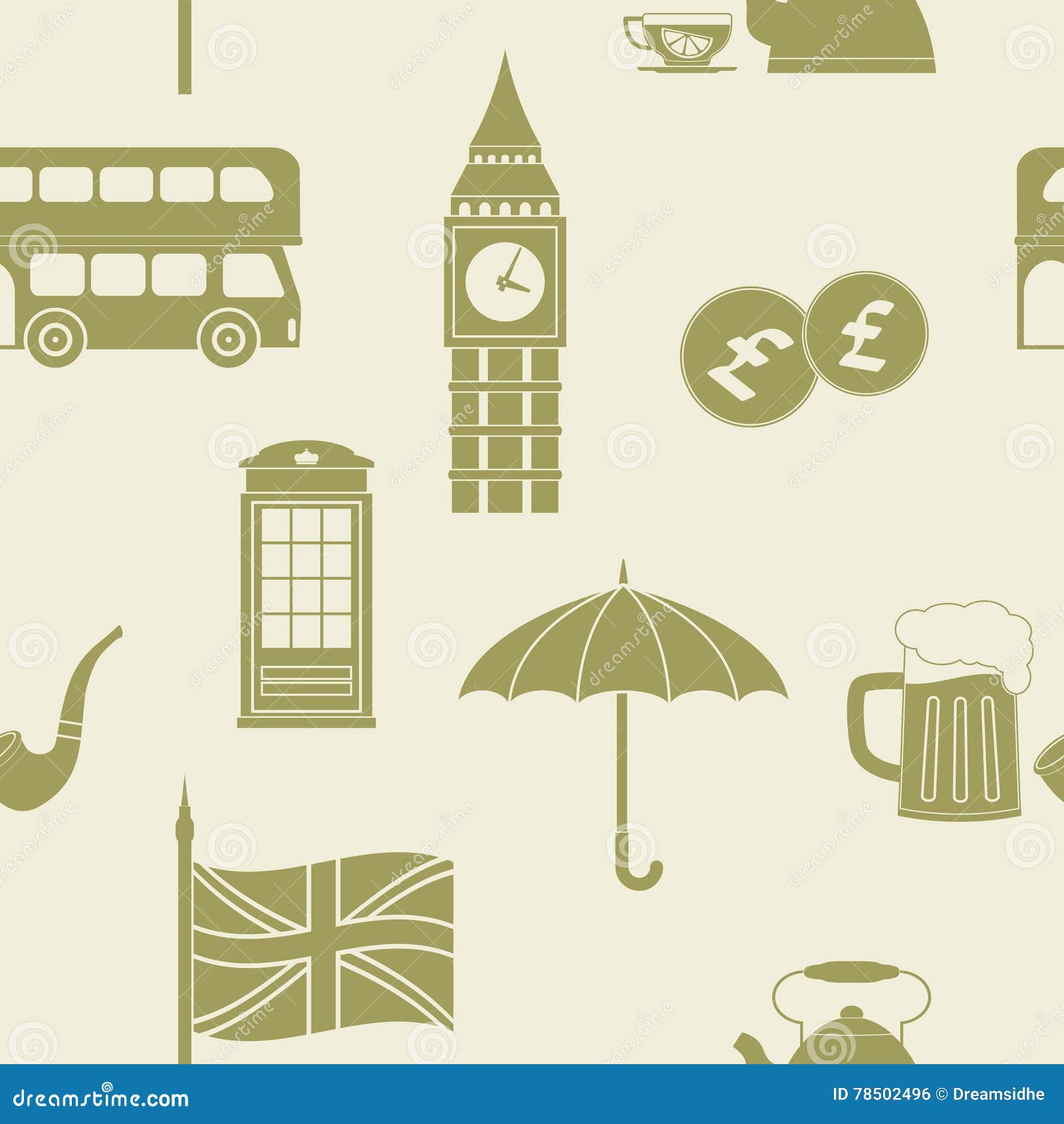 Seamless Pattern with England Icons Stock Vector - Illustration of icon ...