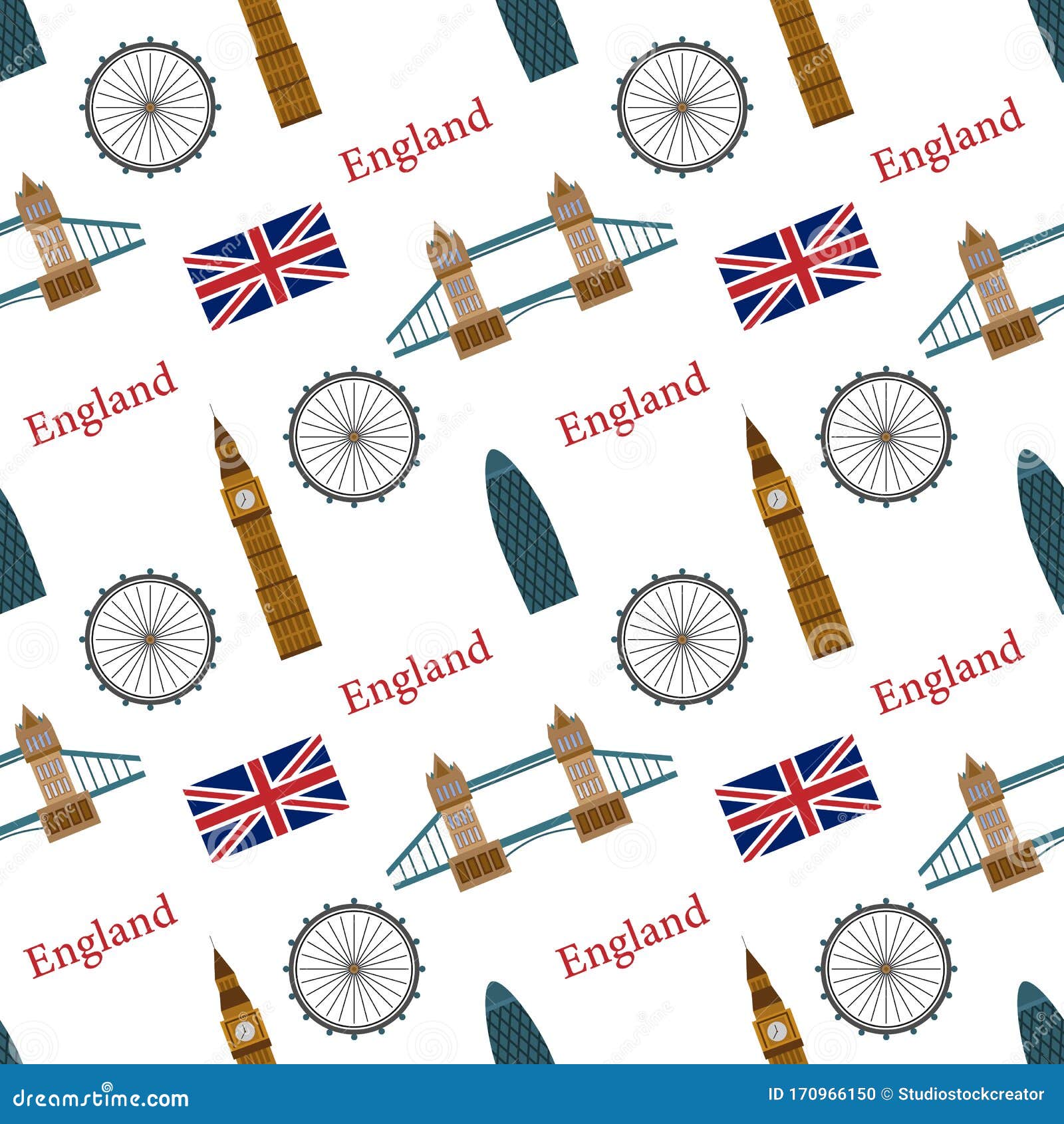 Seamless Pattern of England with Landmarks. Seamless Pattern Can Be ...