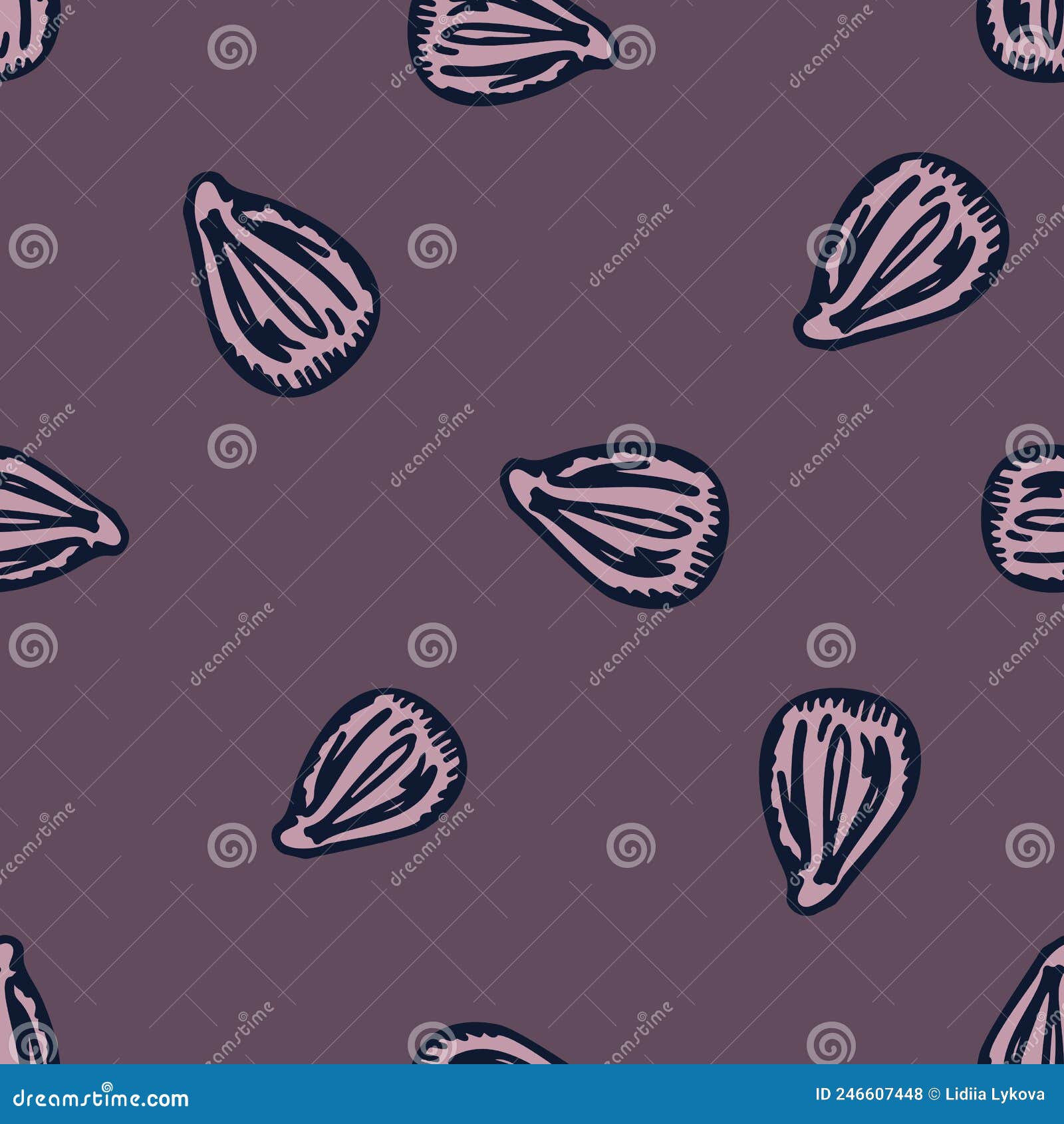 Seamless Pattern Engraved Seeds. Vintage Background Plants Kernels in ...