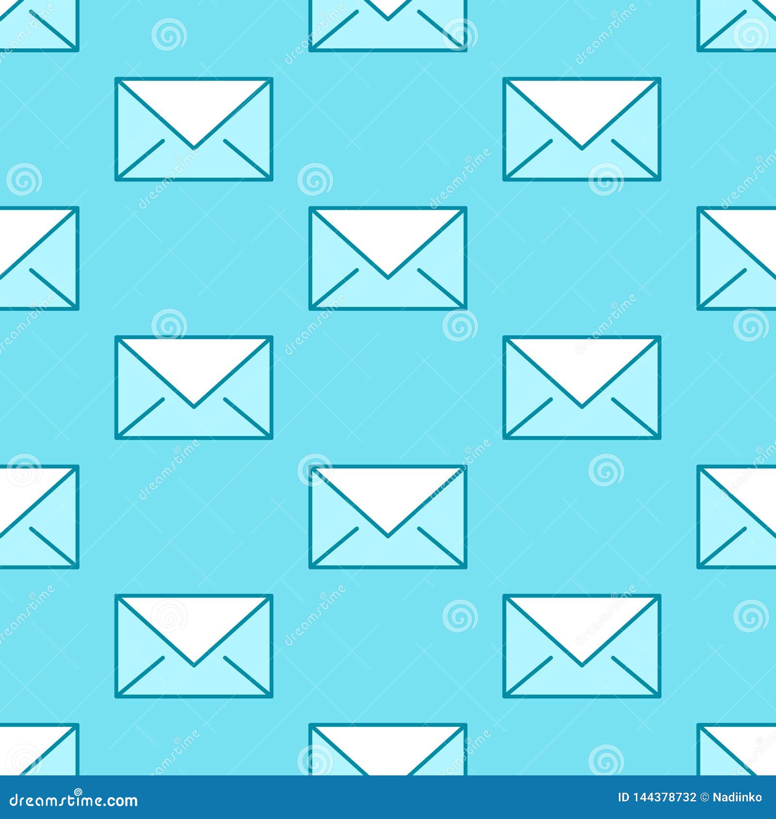 Seamless Pattern with Envelopes Flat Line Icons. Mail Background ...