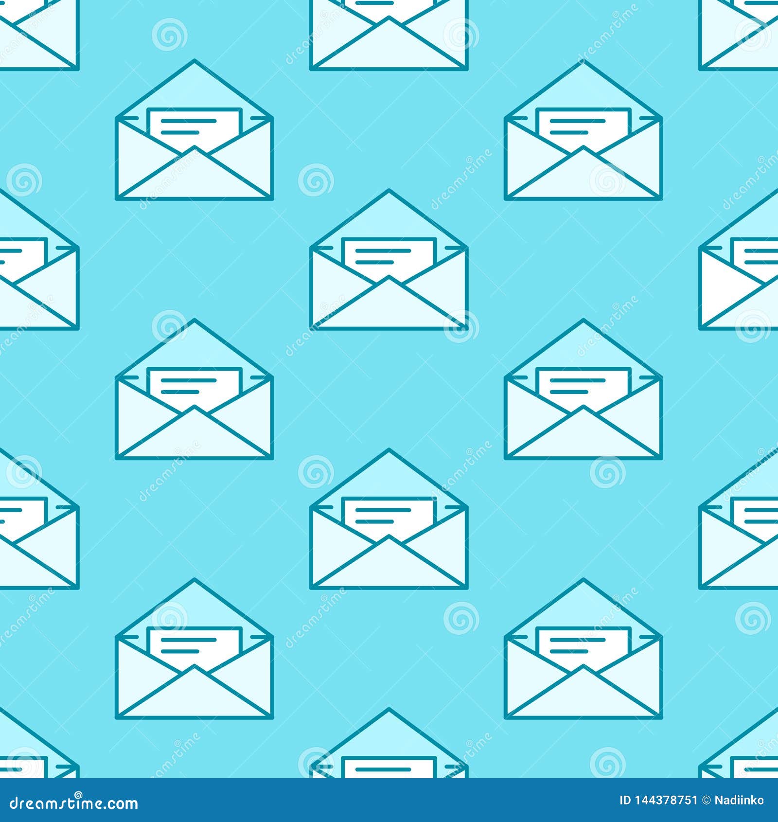 Seamless Pattern with Envelopes Flat Line Icons. Mail Background ...