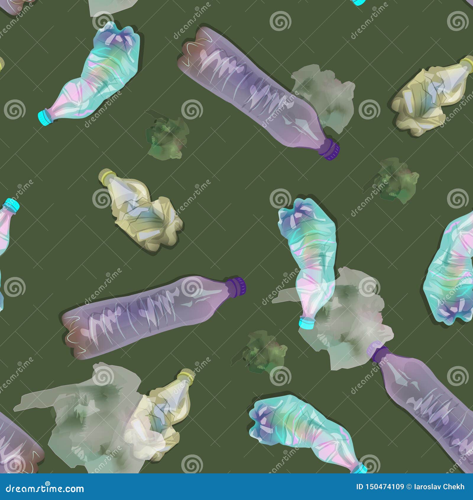 Plastic pollution pattern stock vector. Illustration of industry ...