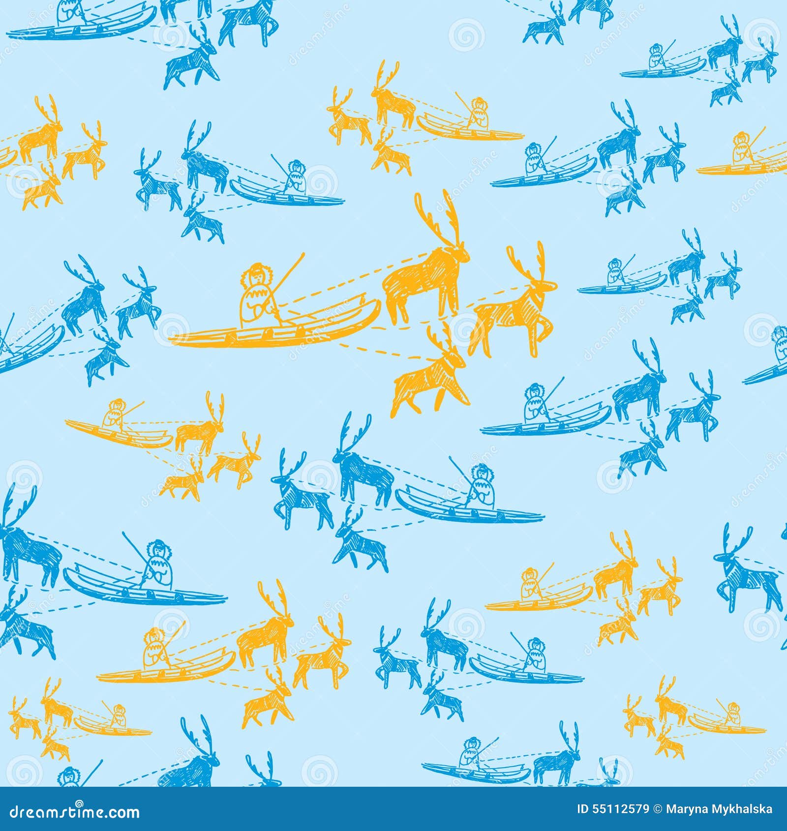Seamless pattern of eskimo stock vector. Illustration of discovery ...