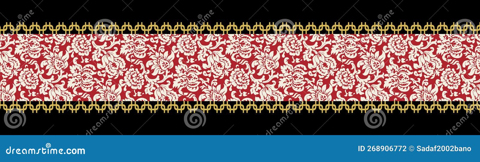Seamless Pattern with Ethnic Borders Flowers. Vector Floral ...