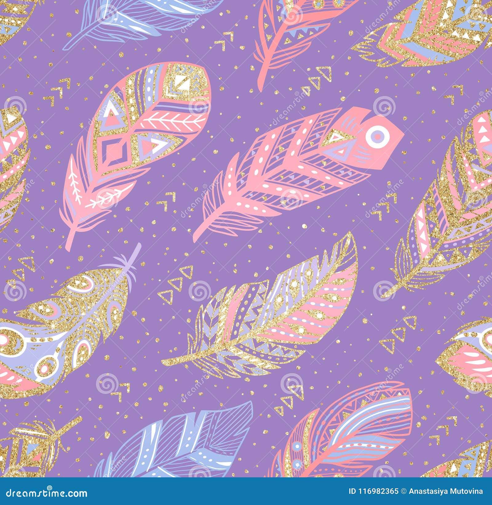 Tribal Boho Aztec Endless Background. Hand Drawn Illustration. Stock ...