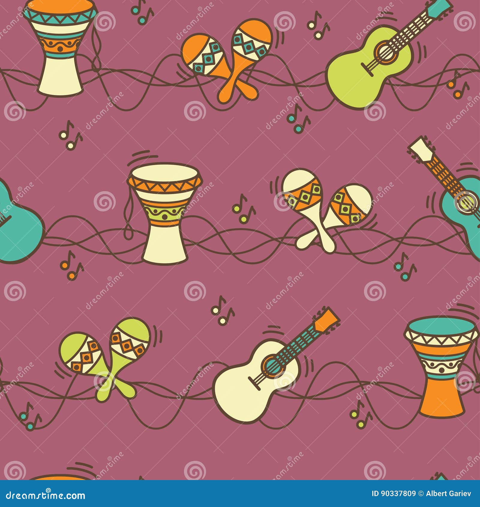 Seamless Pattern - Ethnic Music Stock Illustration - Illustration of ...