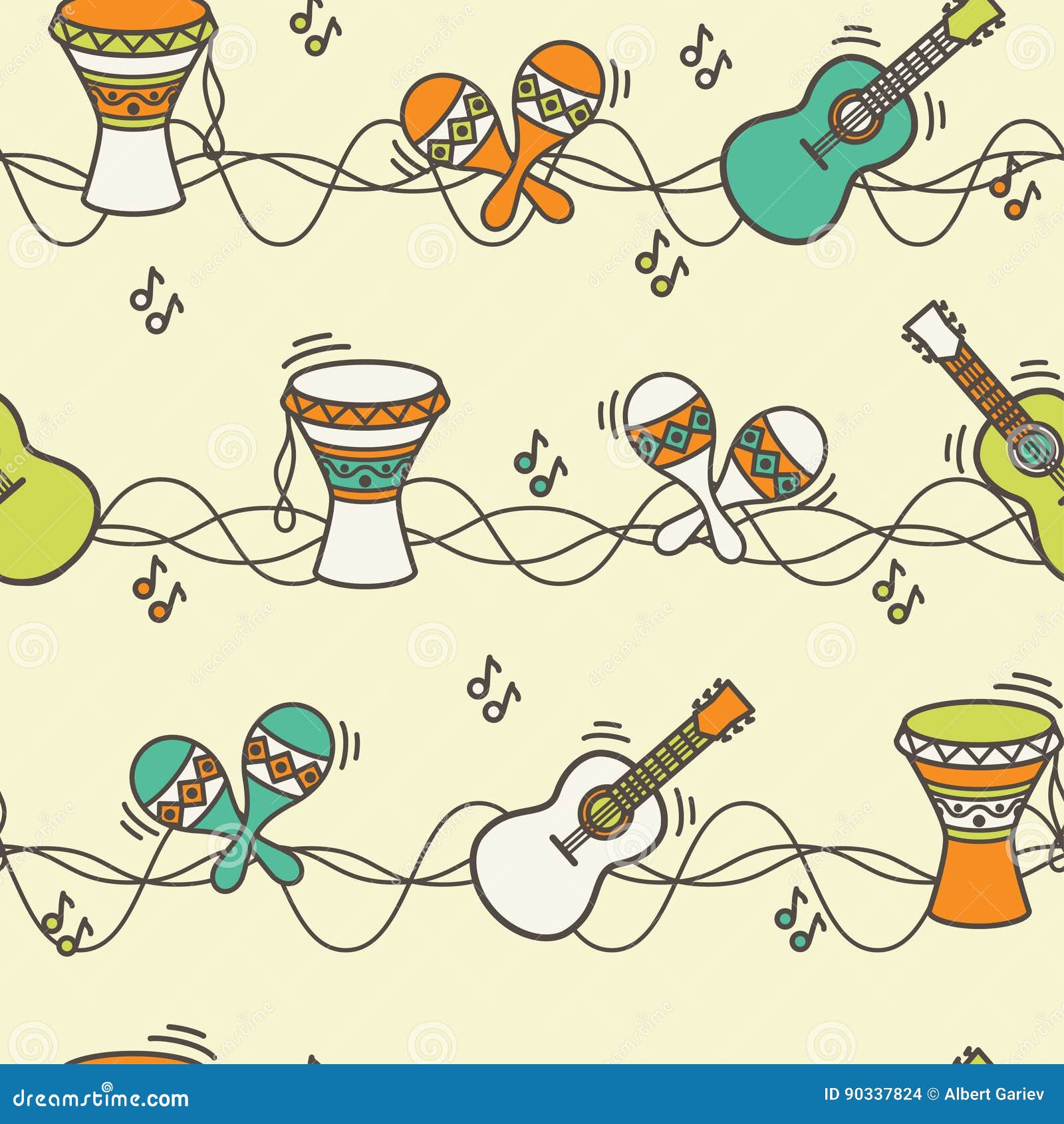 Seamless Pattern - Ethnic Music Stock Illustration - Illustration of ...