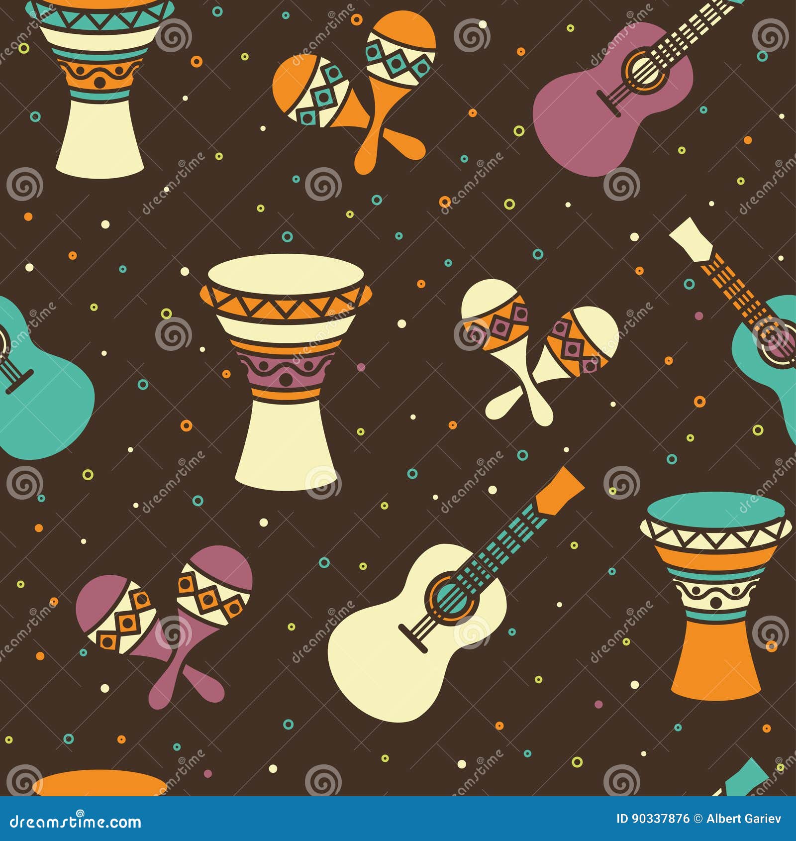 Seamless Pattern - Ethnic Music Stock Illustration - Illustration of ...