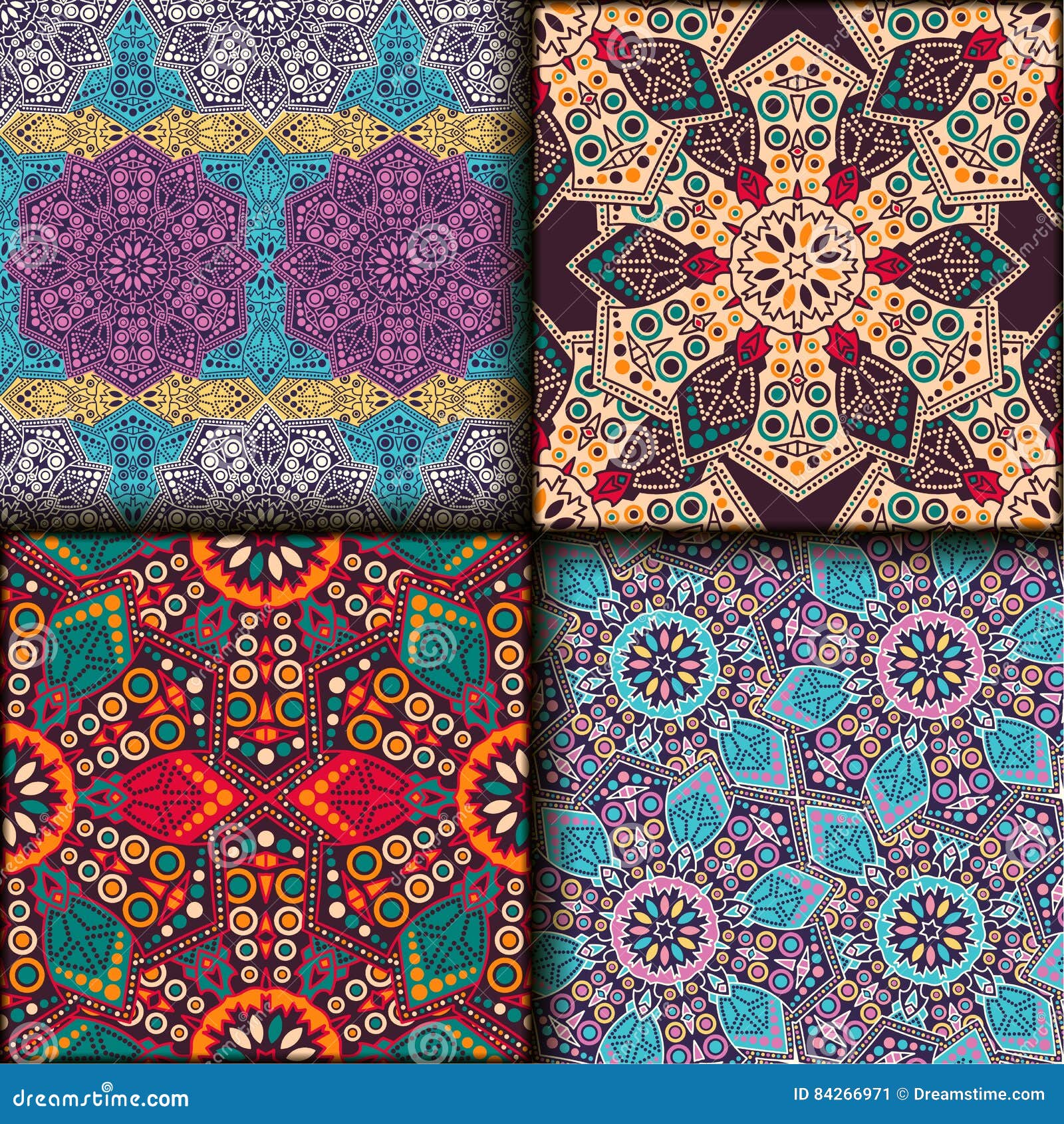 Seamless Pattern Ethnic Style Set. Stock Vector - Illustration of ...