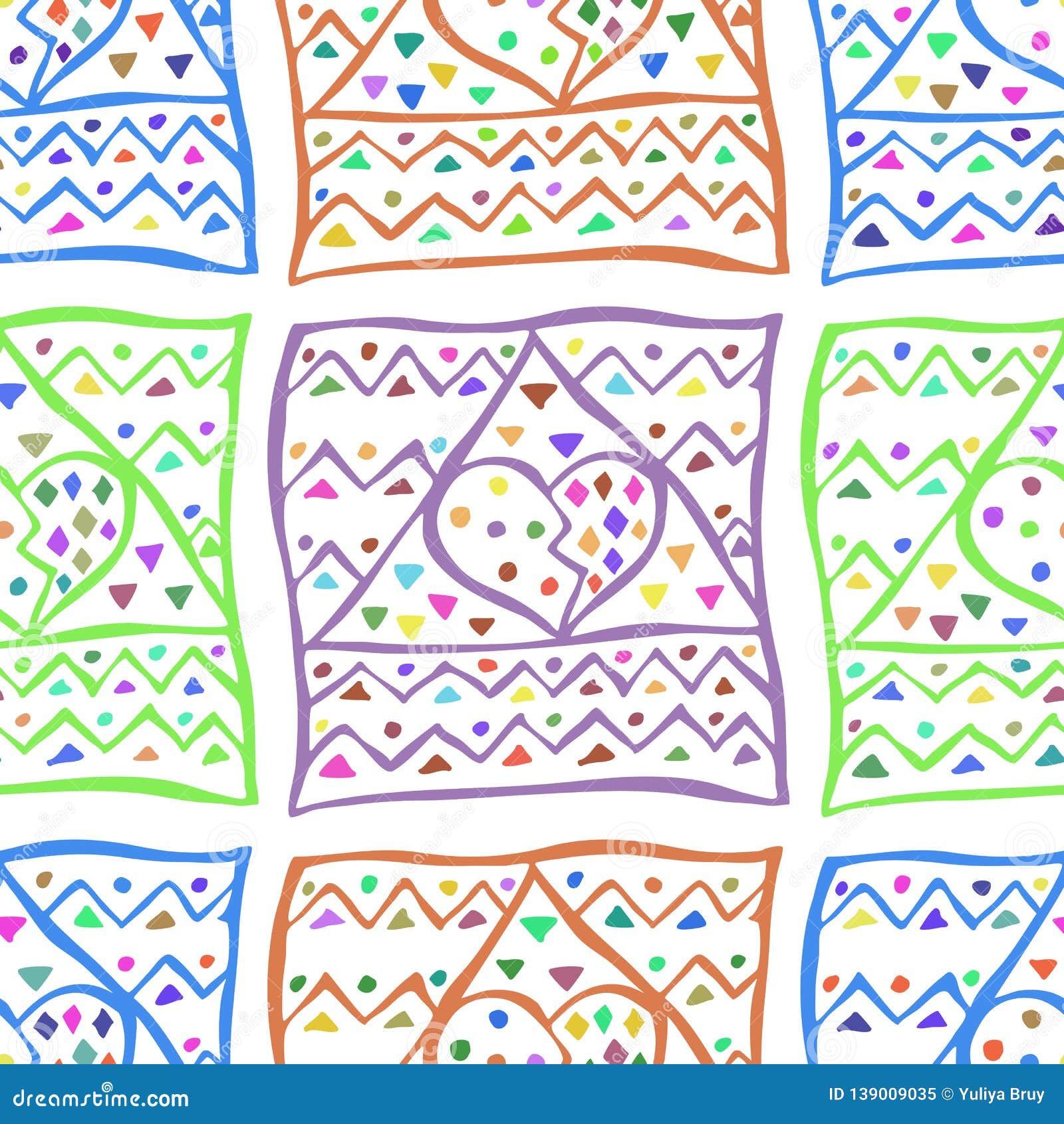 Seamless Pattern in Ethno Style, Hand Drawn. Vector Illustration Stock ...