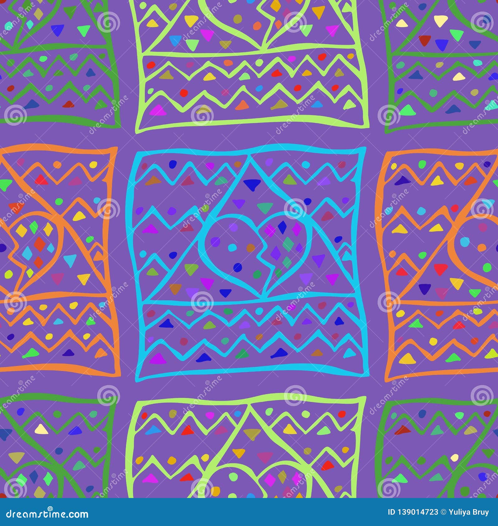 Seamless Pattern in Ethno Style, Hand Drawn. Vector Illustration Stock Vector - Illustration of ...