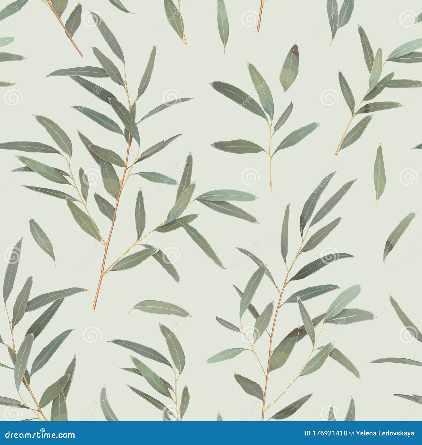 Seamless Pattern with Eucalyptus Stock Vector - Illustration of garden ...