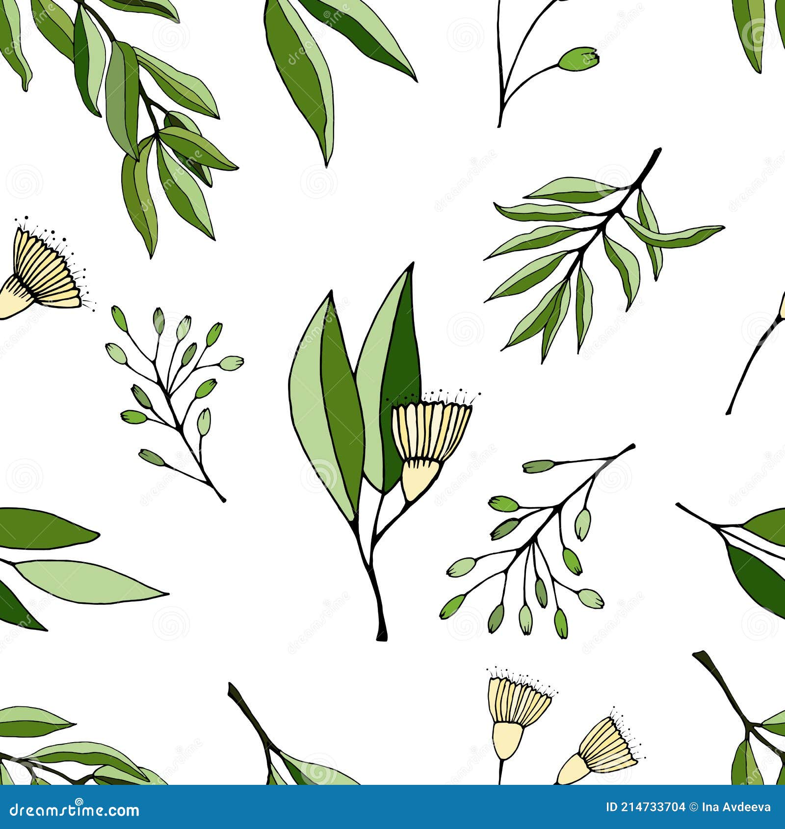 Seamless Pattern with Eucalyptus Leaves Stock Vector - Illustration of ...