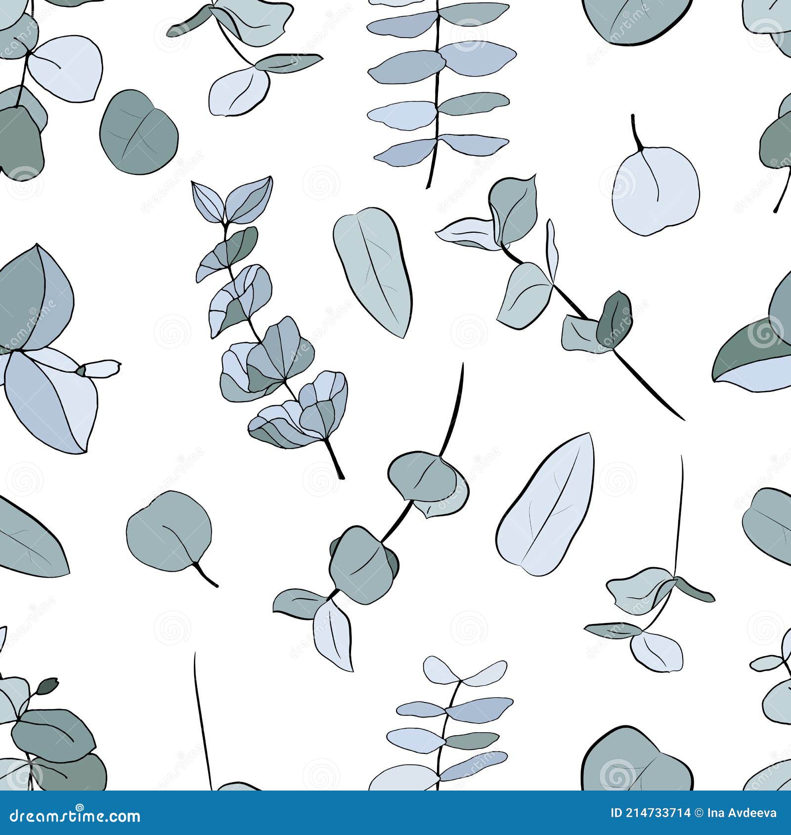 Seamless Pattern with Eucalyptus Leaves Stock Vector - Illustration of ...
