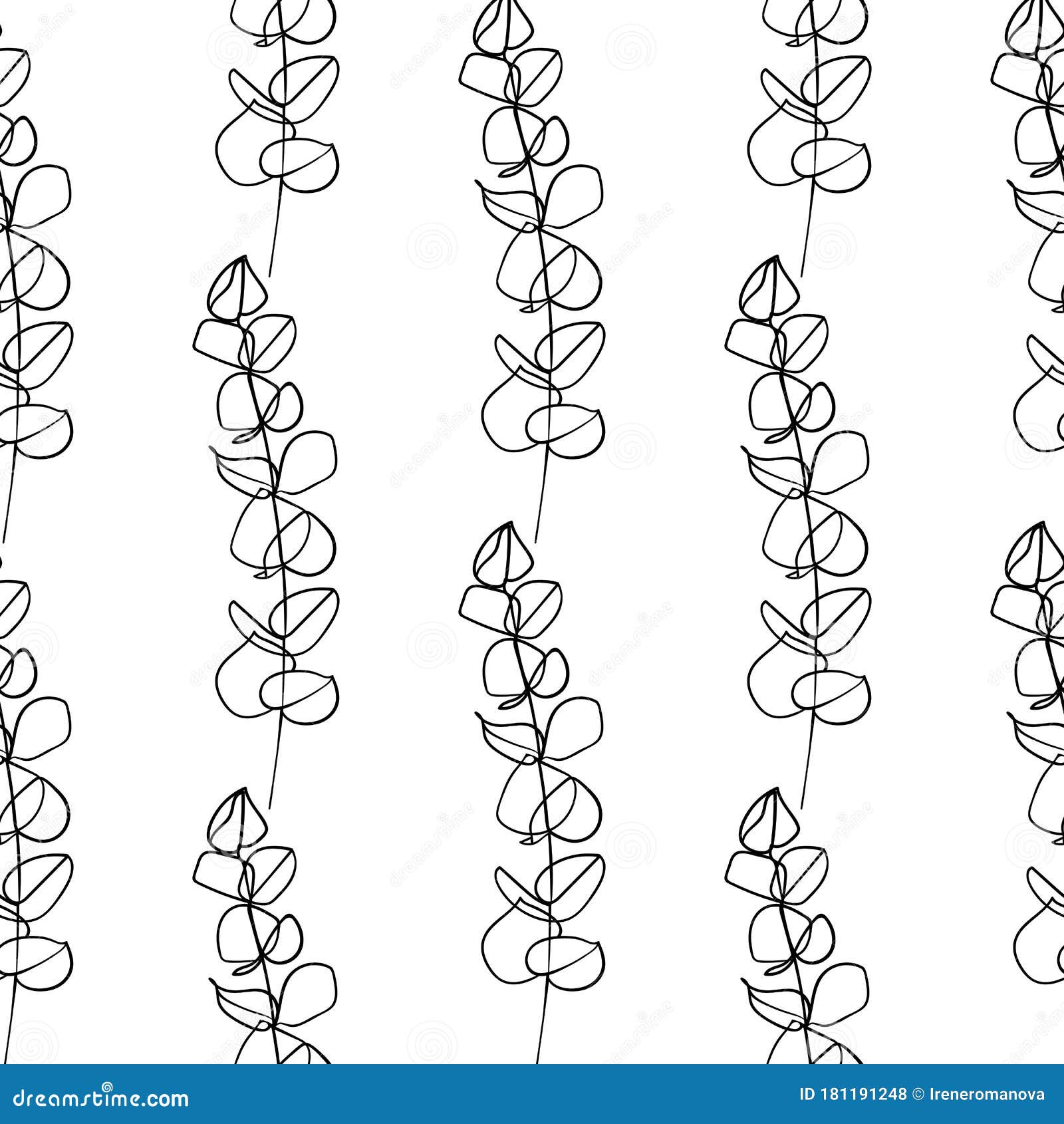 Seamless Pattern Eucalyptus Leaves on White Background. Stock Vector ...