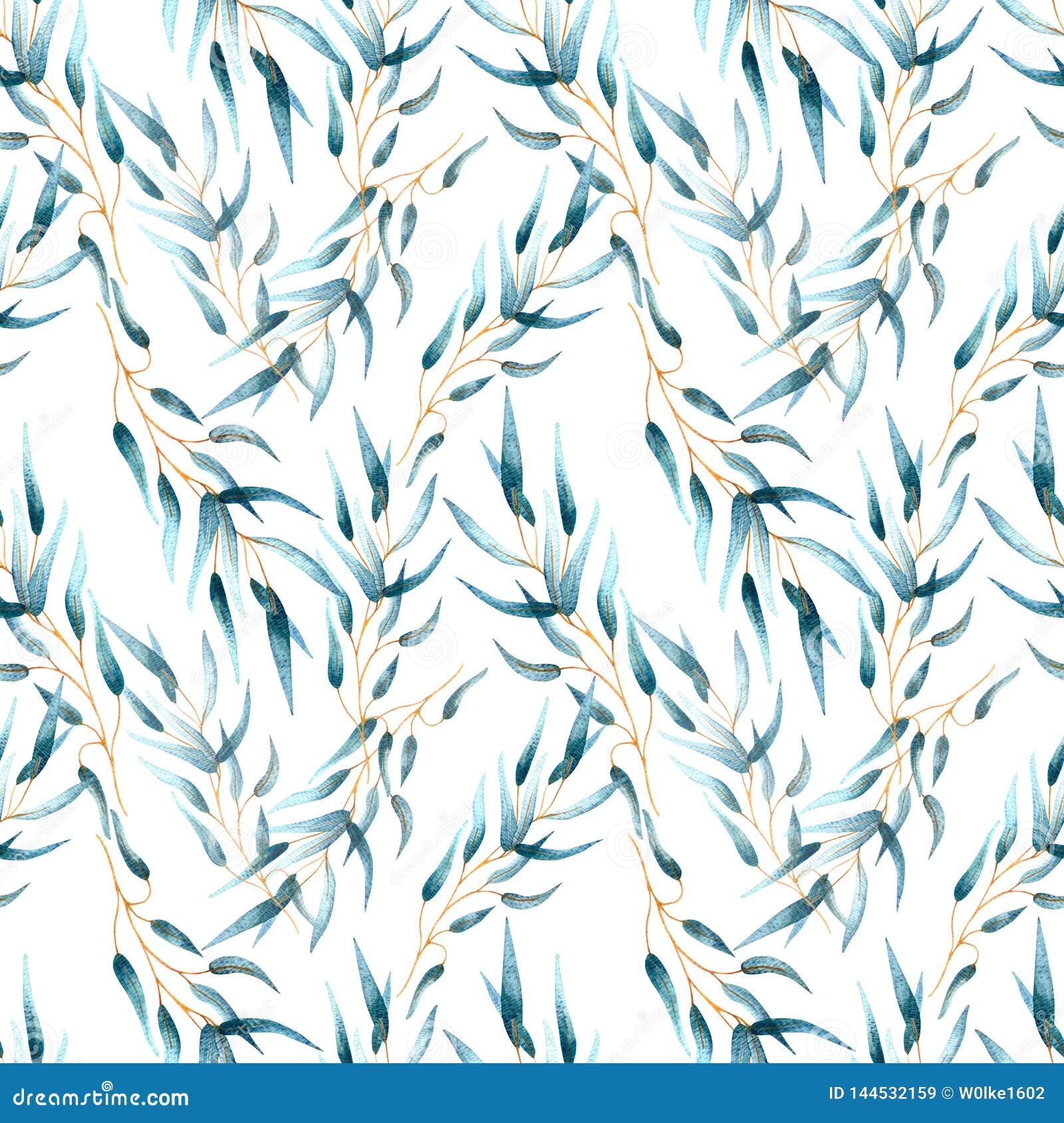 Seamless Pattern Eucalyptus Stock Illustration - Illustration of green ...