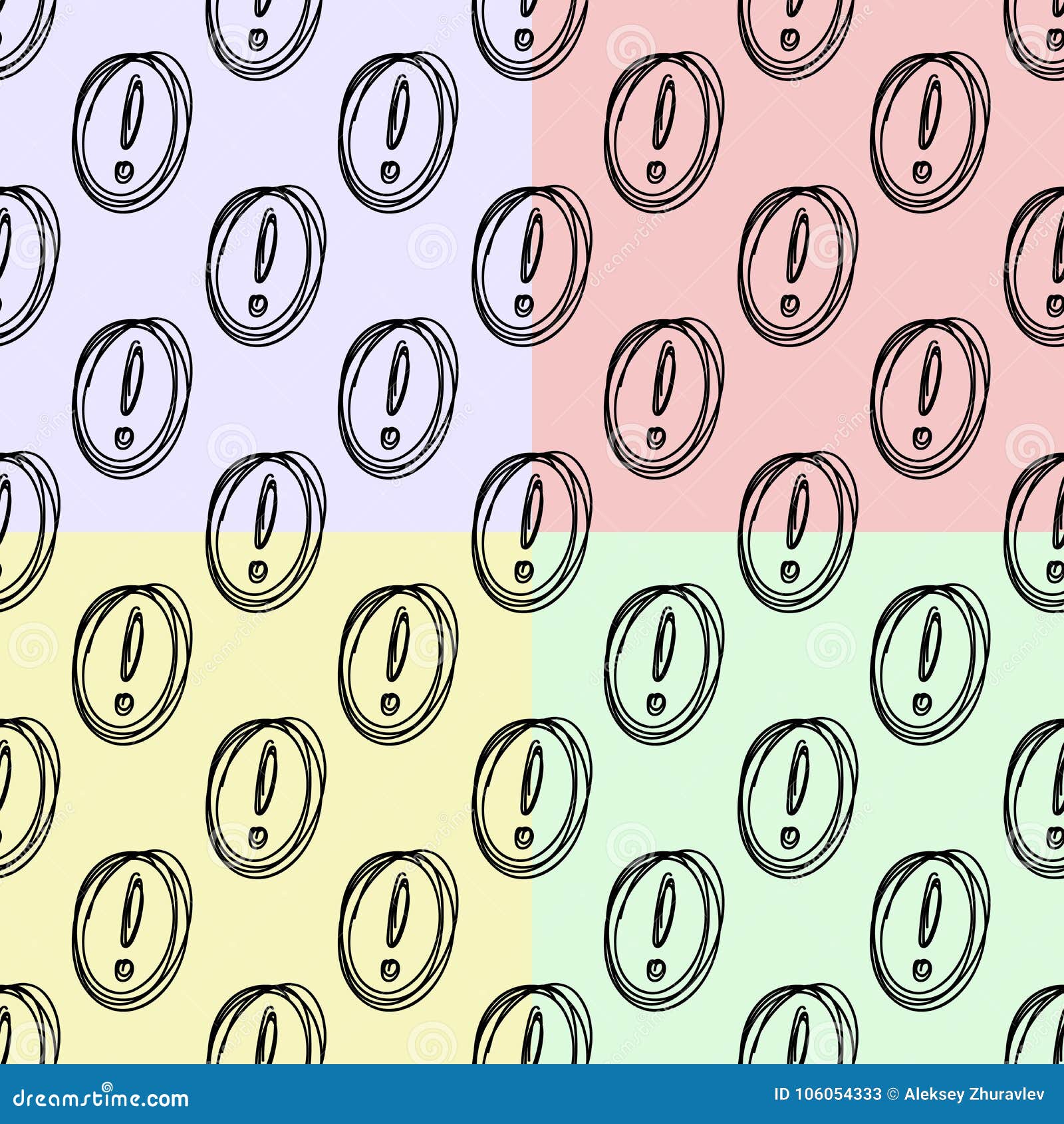 Seamless Pattern of Exclamation Marks Colored Background. Illustration ...