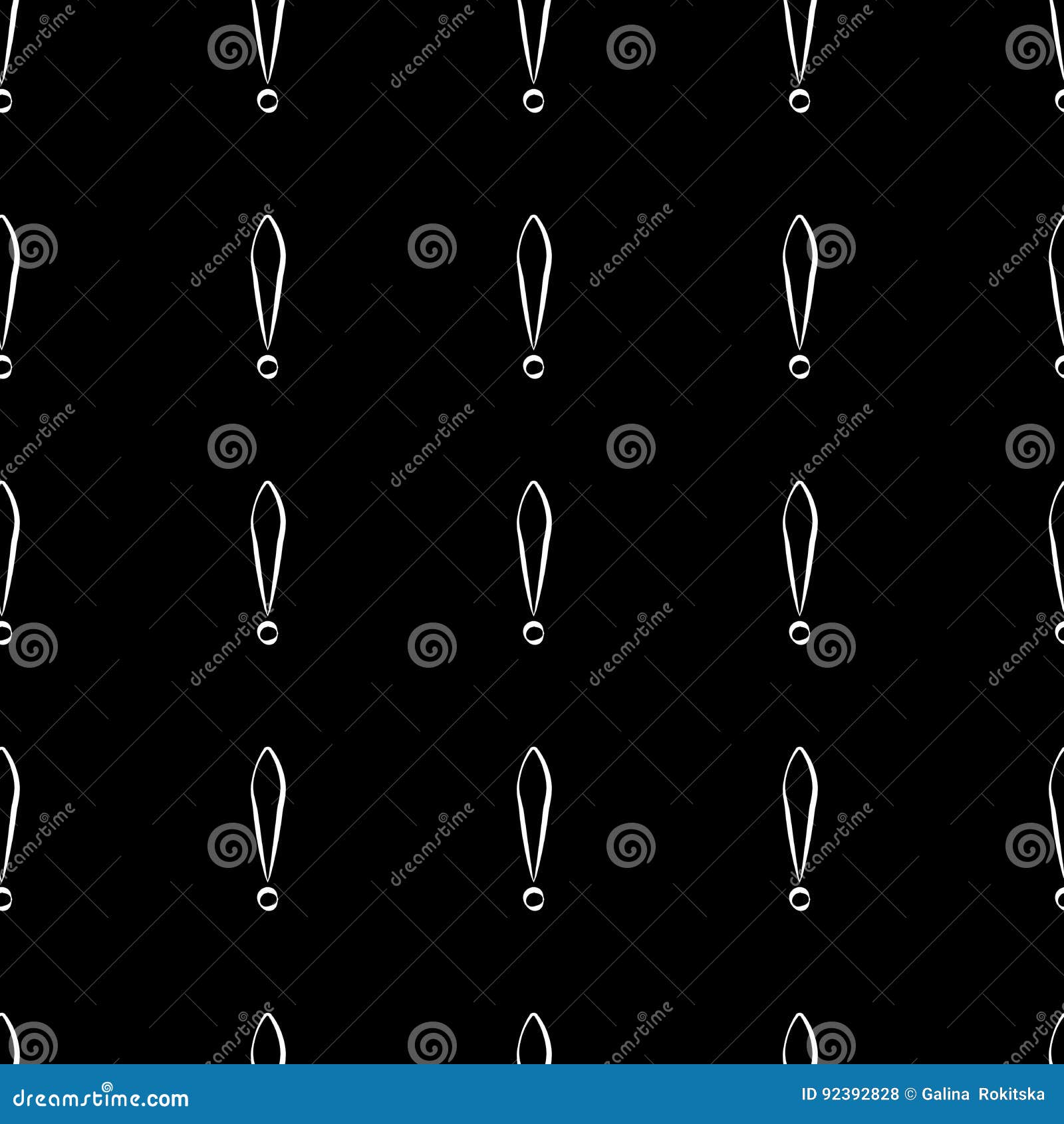 Seamless Pattern of Exclamation Marks Colored Black with White Stroke ...