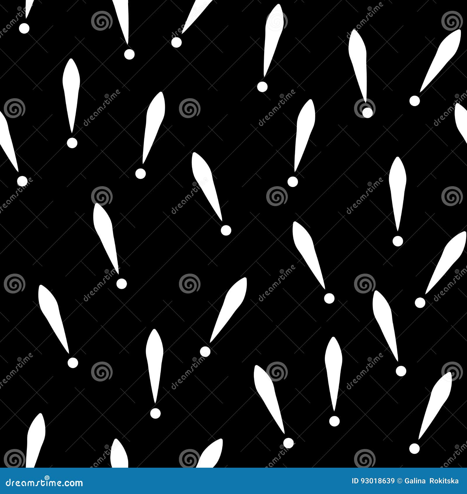 Seamless Pattern of Exclamation Marks Colored White Black Background ...
