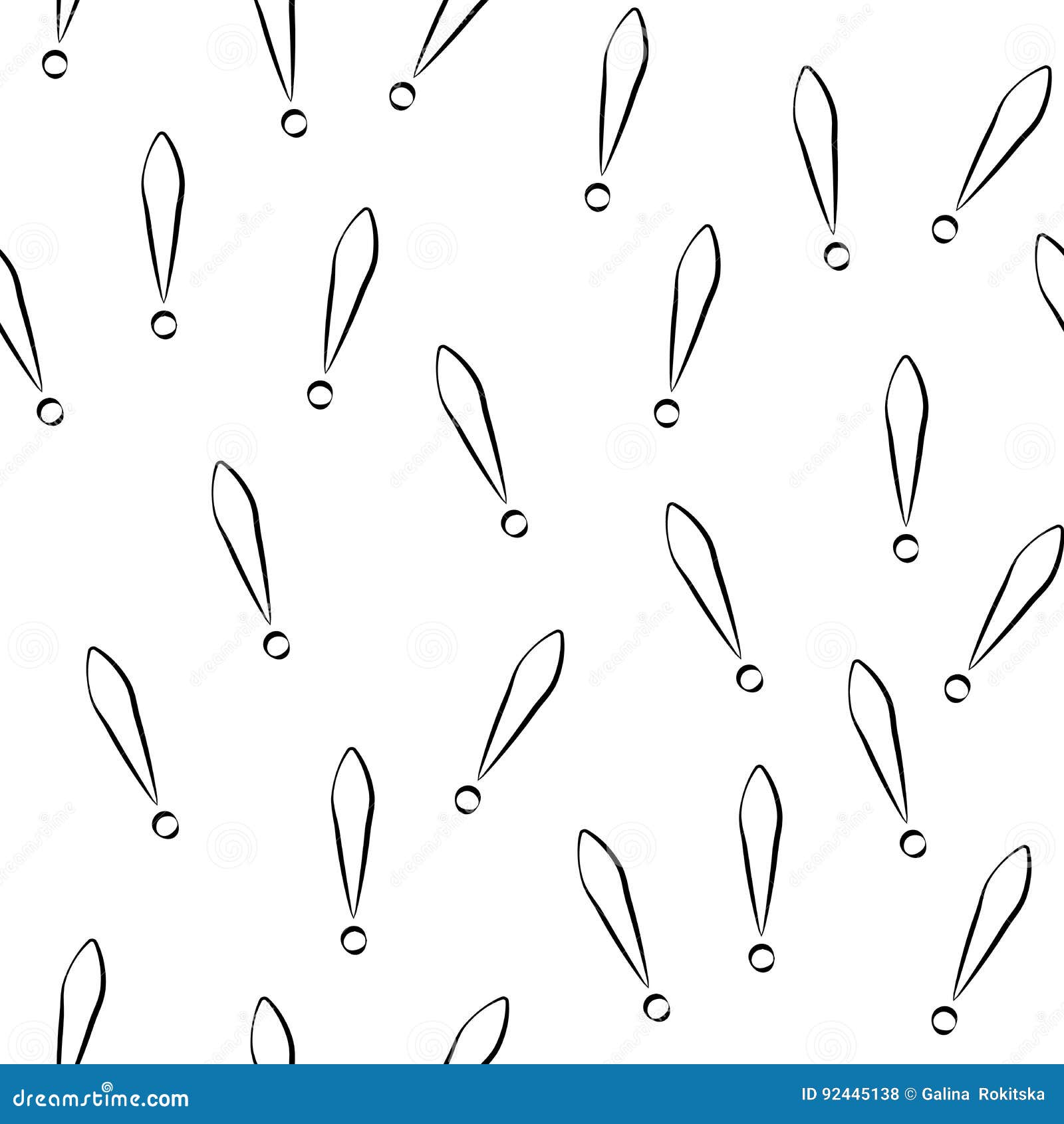 Seamless Pattern of Exclamation Marks White with Black Stroke. Same ...