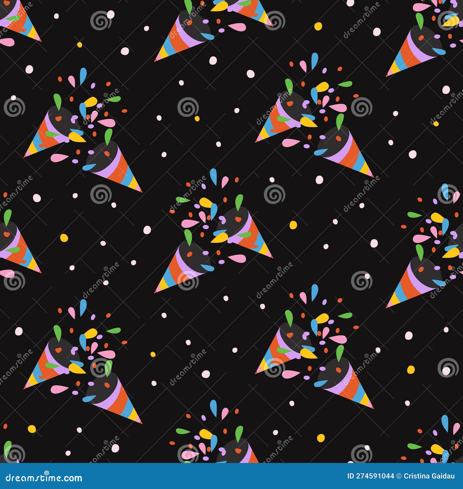 Seamless Pattern with Party Popper Vector Illustration Stock Vector ...