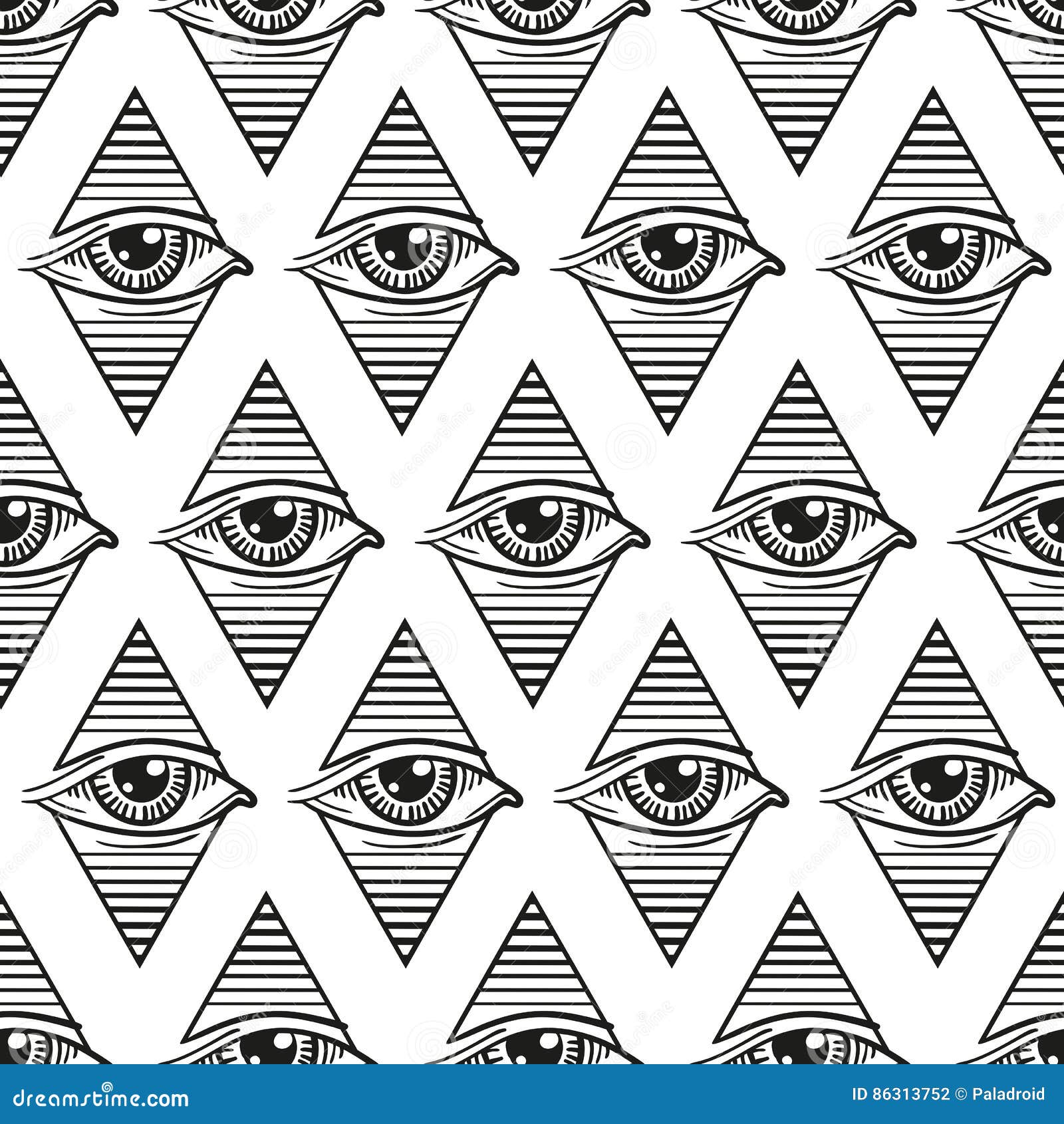 Seamless Pattern Eye in a Rhombus, in the Style of Tattoos Stock Vector ...