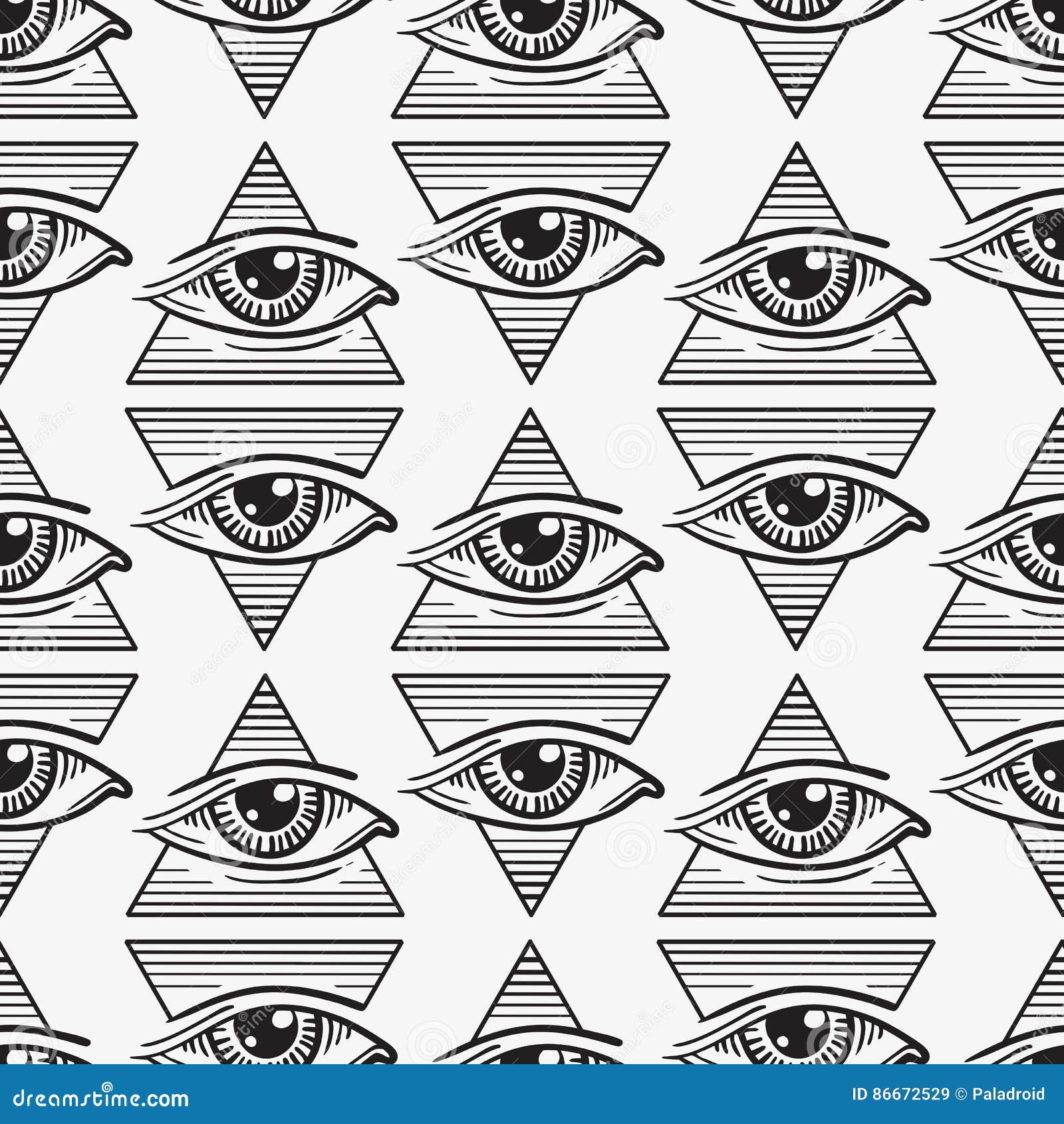 Seamless Pattern of the Eye in the Triangle in the Style Stock Vector ...