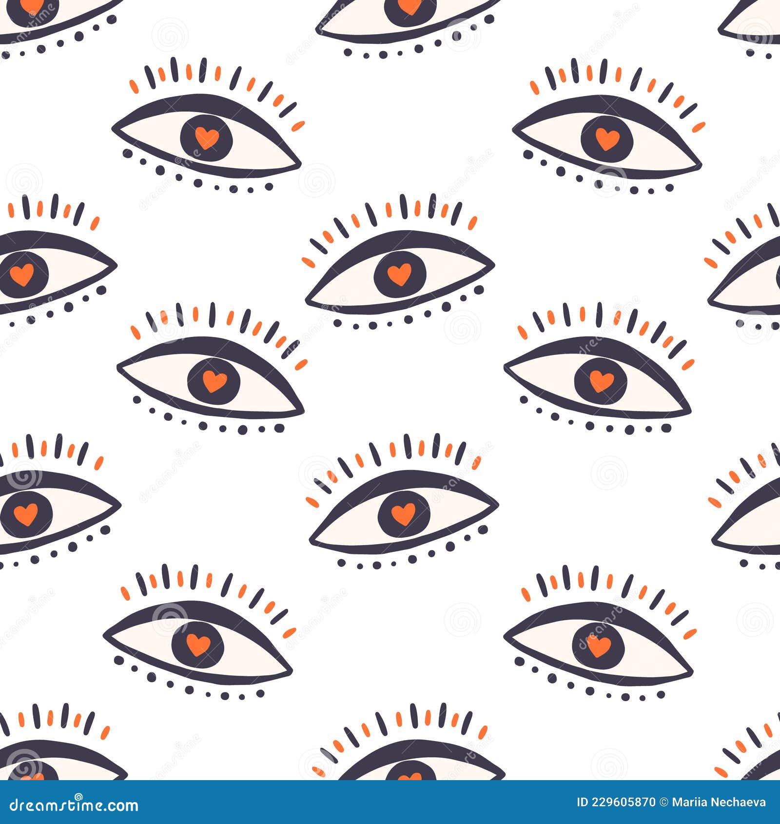 Seamless Pattern with Eyes. Hand Drawn Vector Illustration Stock Vector ...