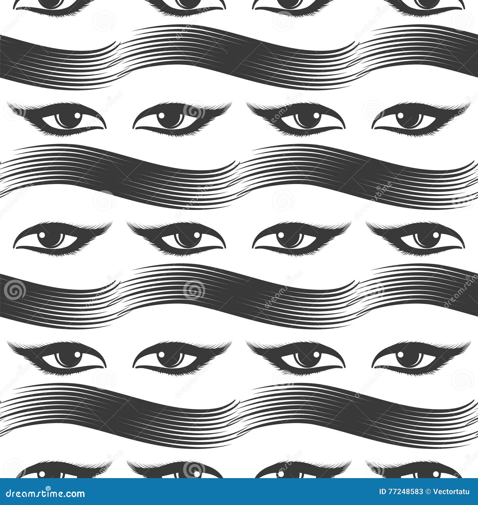 Seamless Pattern with Eyes and Mascara Stock Vector - Illustration of ...