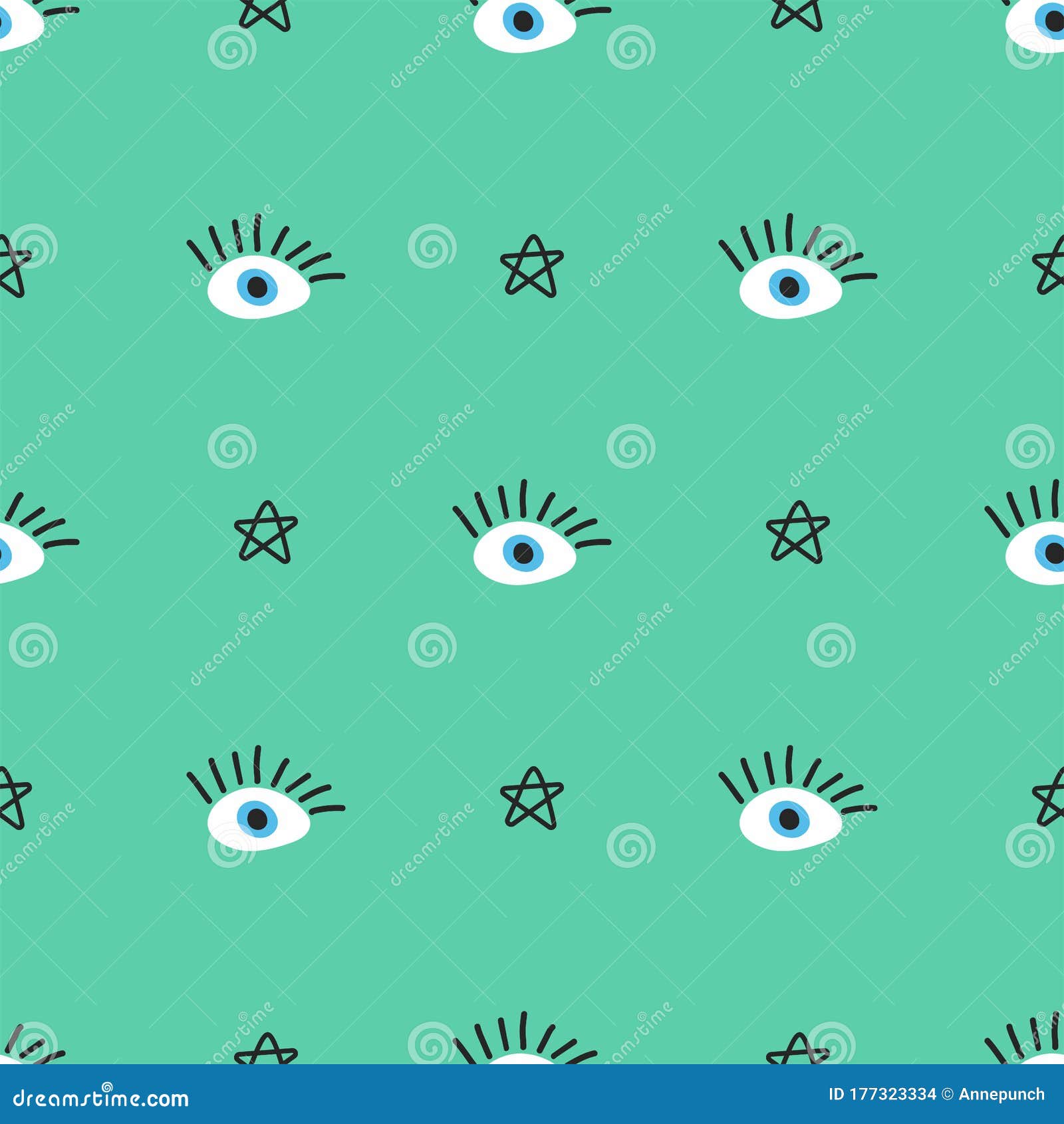 Seamless Pattern with Eyes and Stars Drawn by Hand. Doodle, Sketch ...