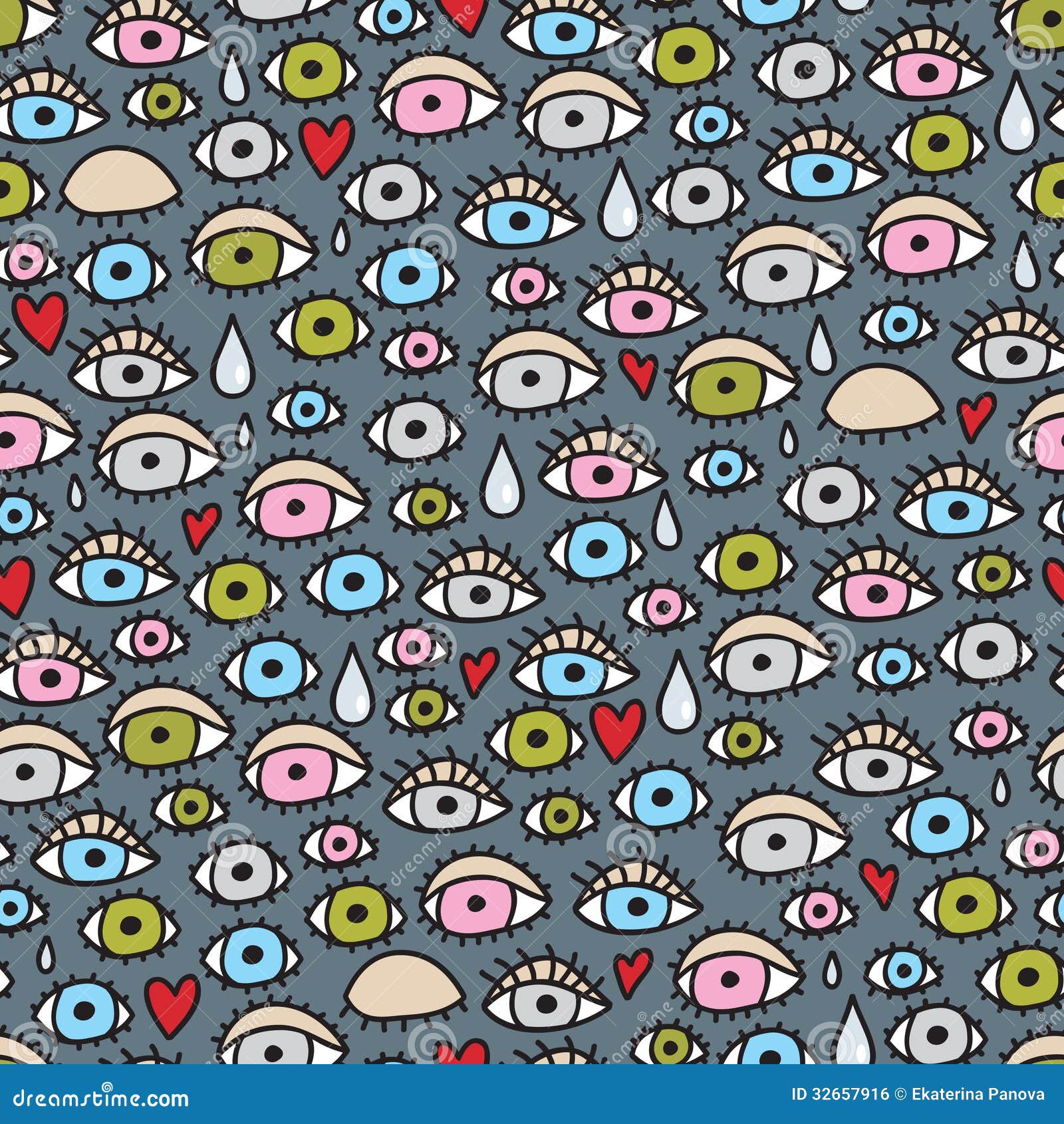 Seamless Pattern with Eyes. Stock Vector - Illustration of romantic ...