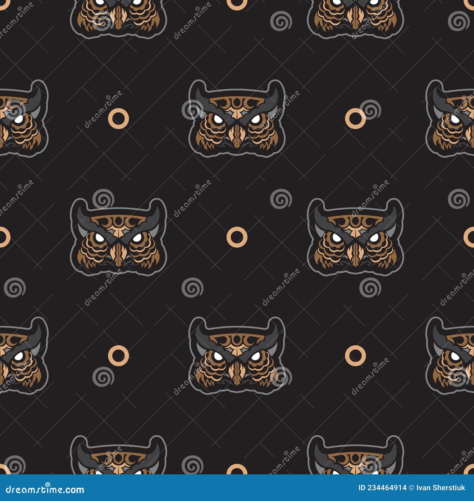 Seamless Pattern with the Face of an Owl. Good Covers, Fabrics ...