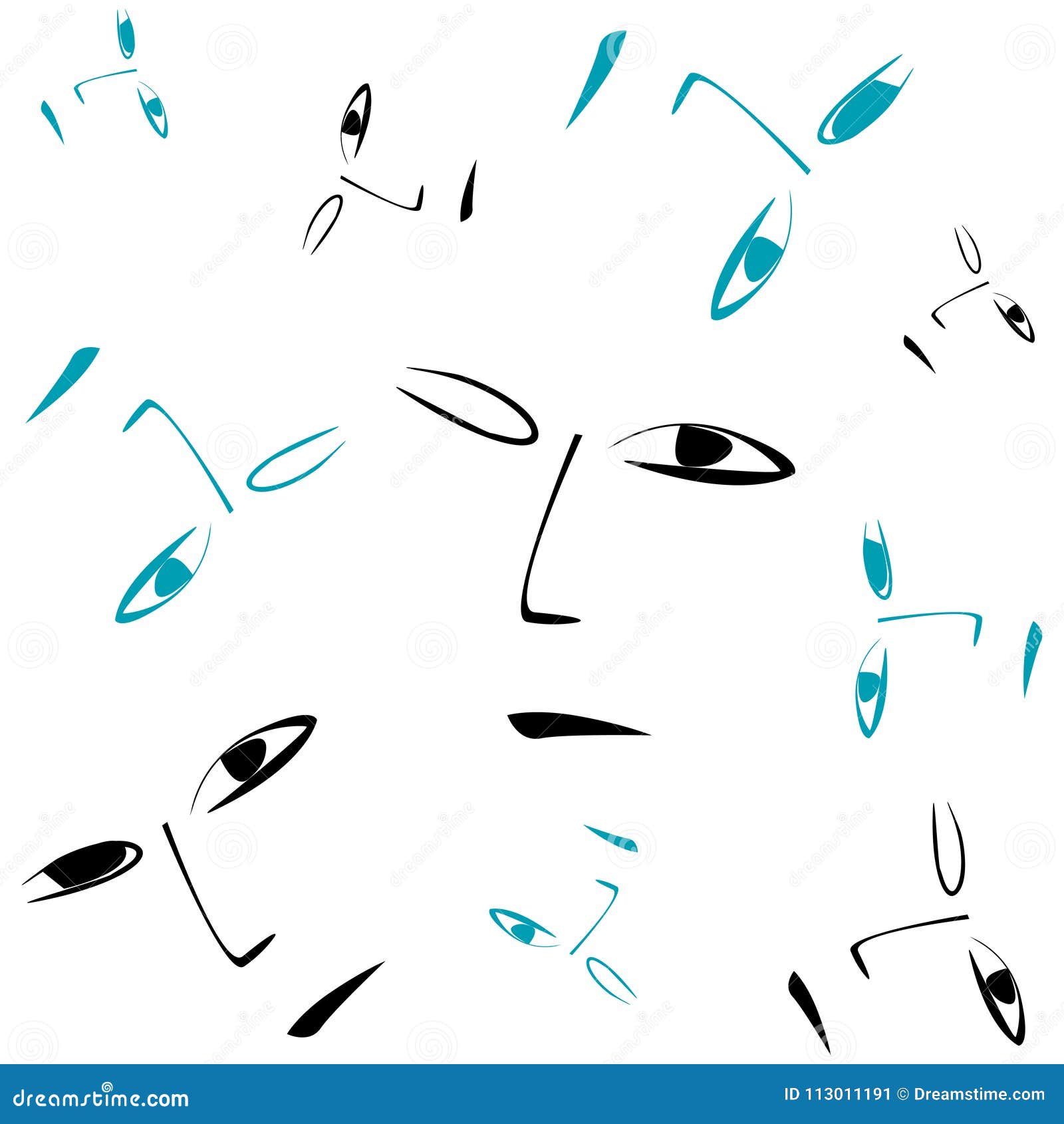 Seamless Pattern of Faces Vector Illustration Stock Vector ...