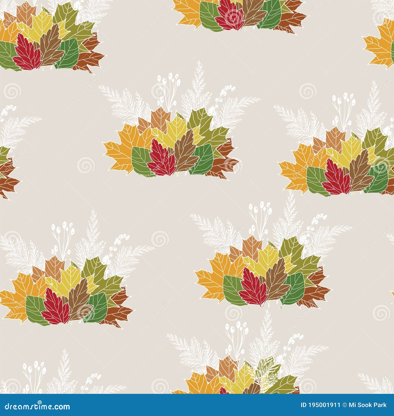 Seamless Pattern with Fall Leaf, Abstract Sparse Leaf Texture Design ...