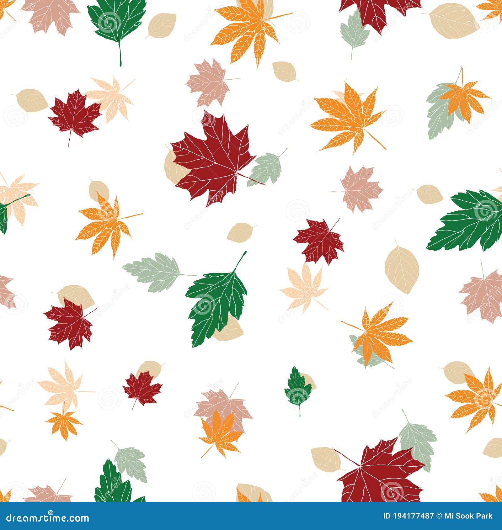 Seamless Pattern with Fall Leaf, Abstract Leaf Texture Design Stock ...