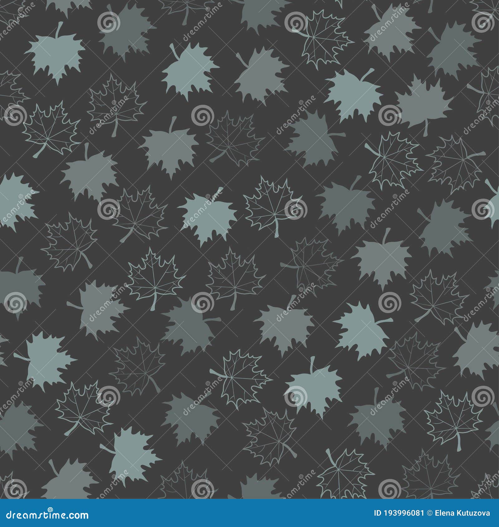 Seamless Pattern Fall Maple Leaf. Flat Design. Gray Leaf Texture Stock ...