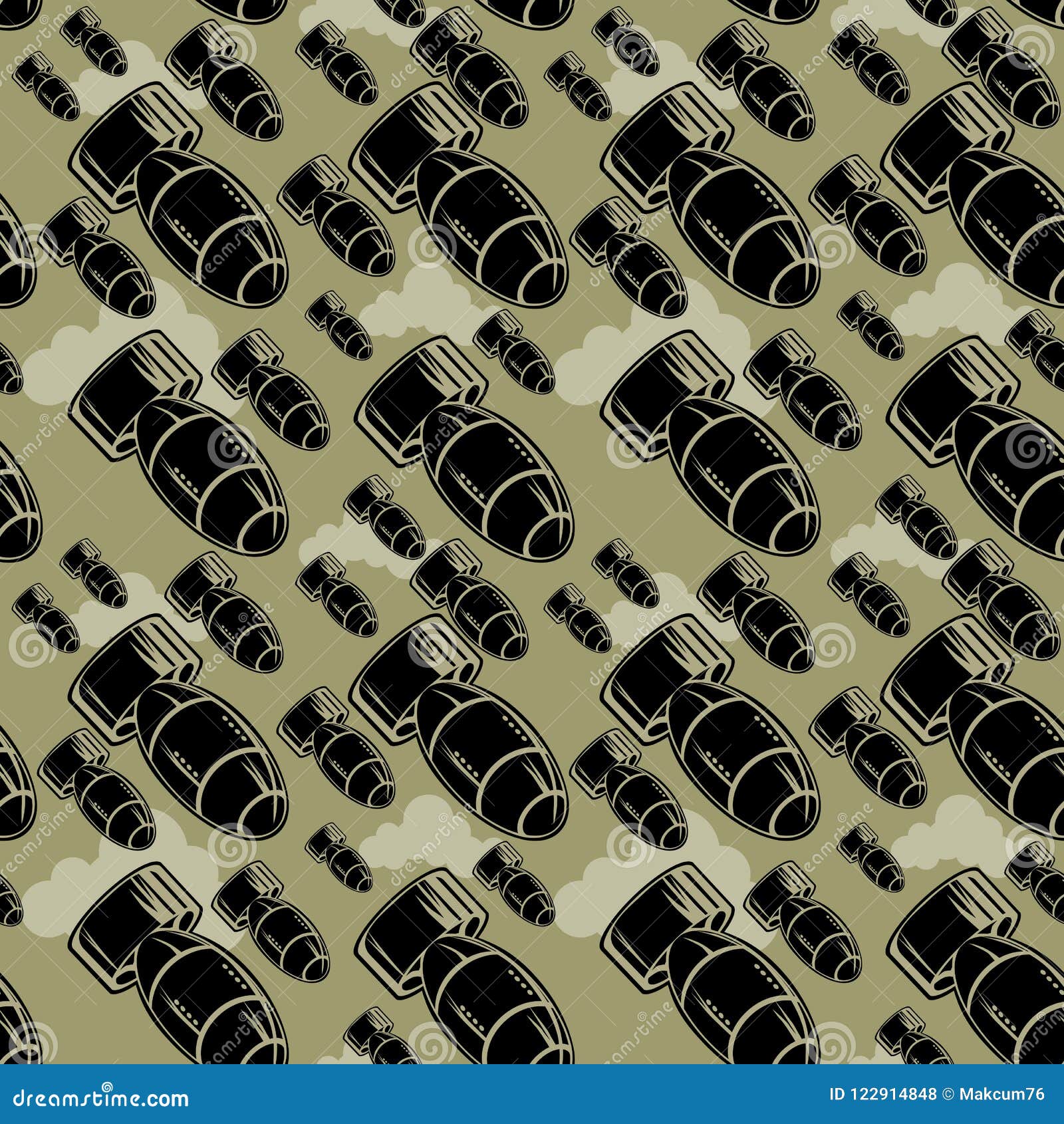 Seamless Pattern of Falling Atomic Bombs Stock Vector - Illustration of ...