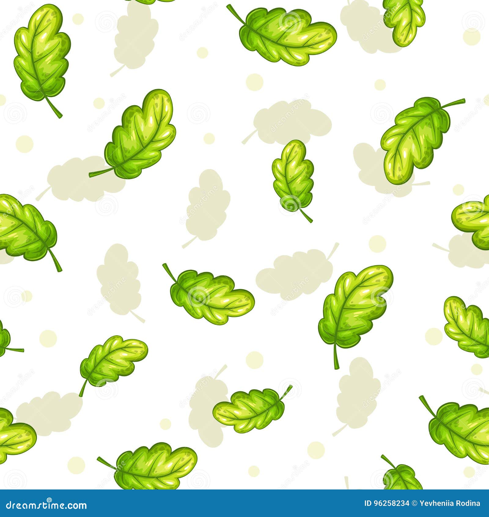 Seamless Pattern with Falling Green Oak Leaves. Stock Vector - Illustration of falling, organic ...