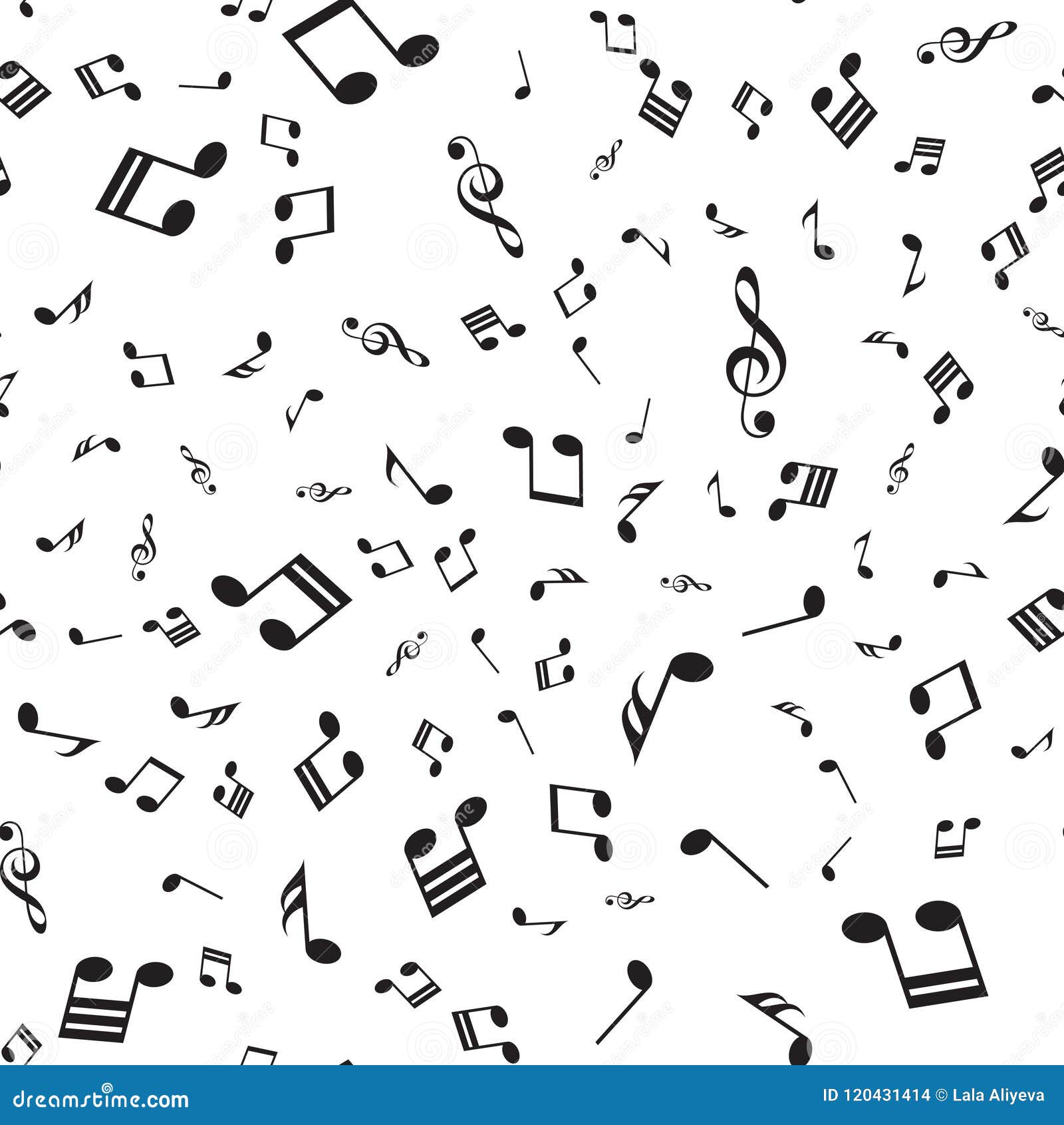 Seamless Pattern with Falling Music Notes. Vector. Stock Vector ...