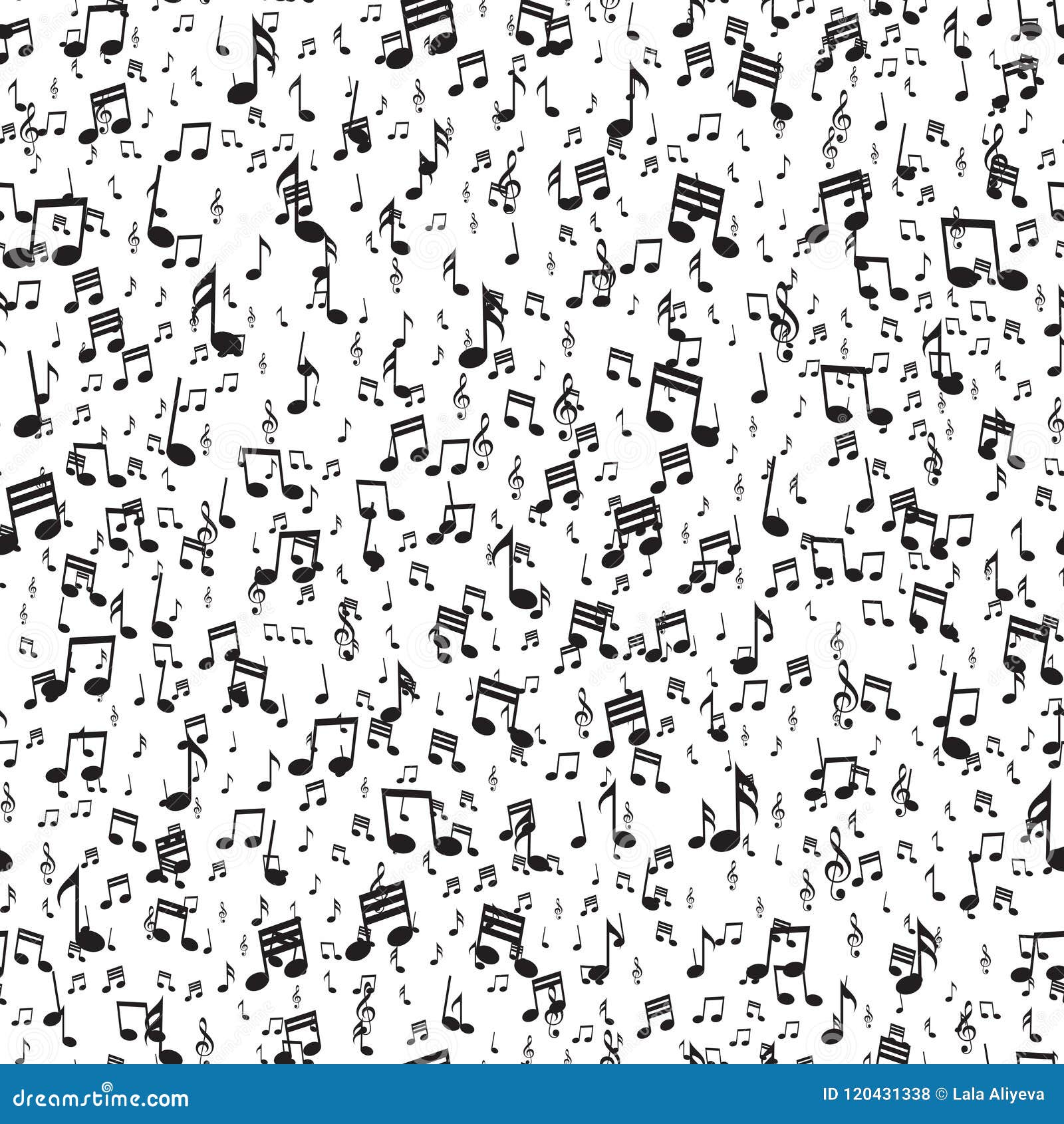 Seamless Pattern with Falling Music Notes. Vector. Stock Vector ...