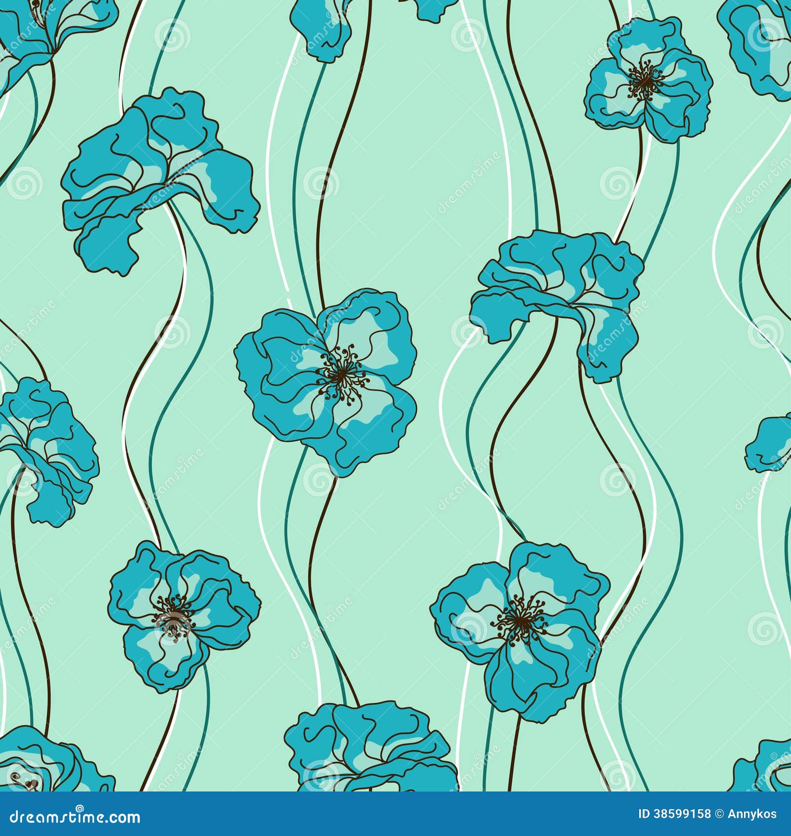 Seamless Pattern of Fancy Flowers Stock Vector - Illustration of spring ...