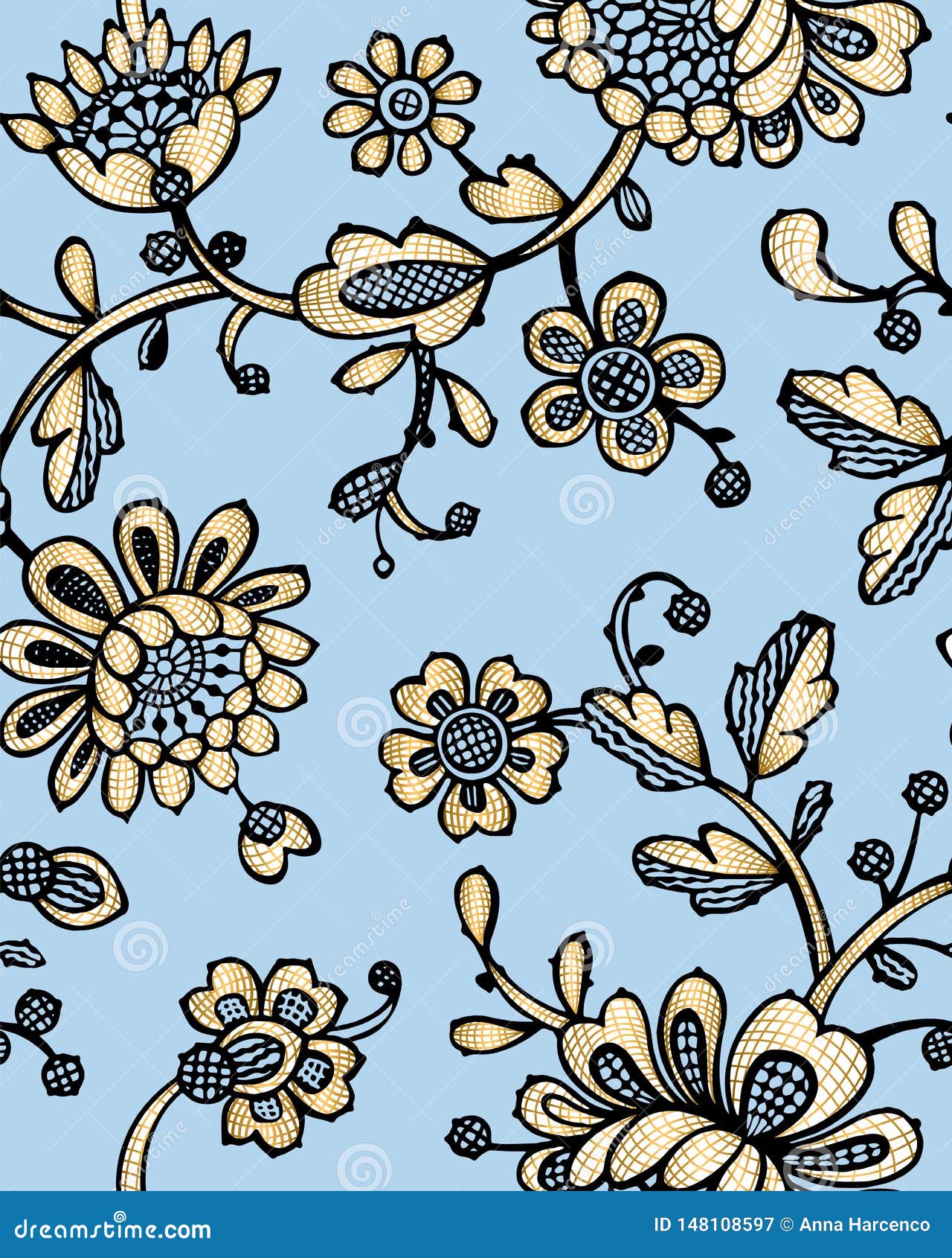 Seamless Pattern with Fantasy Flowers. Vector Abstract Seamless Floral ...