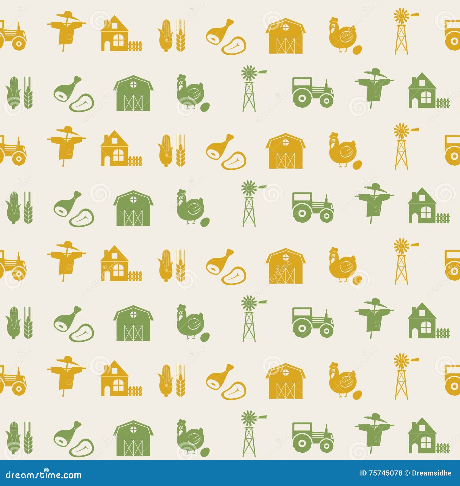 Seamless Pattern with Farm Icons Stock Vector - Illustration of farm ...