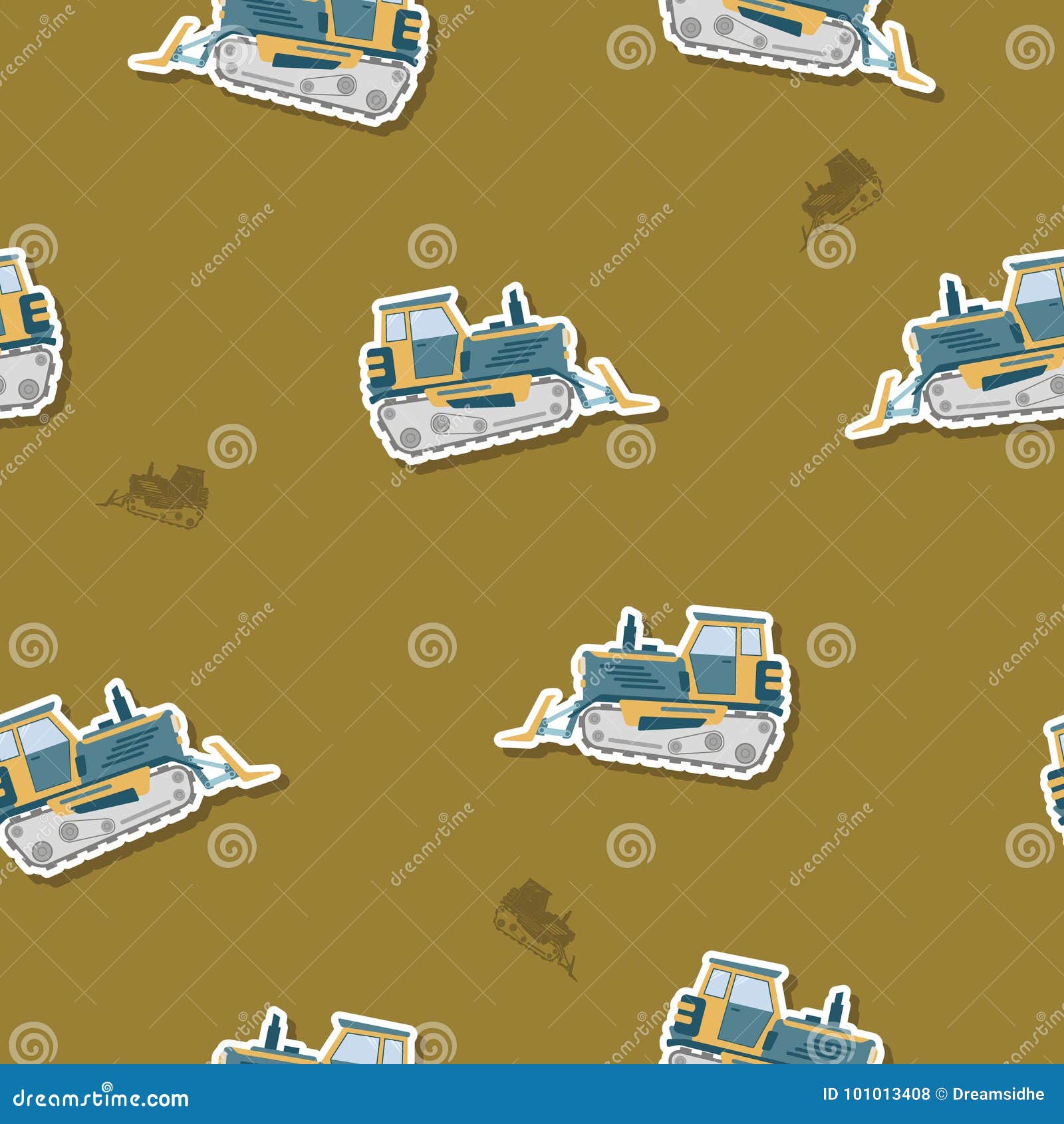 Seamless Pattern with Farm Tractor Stock Vector - Illustration of ...