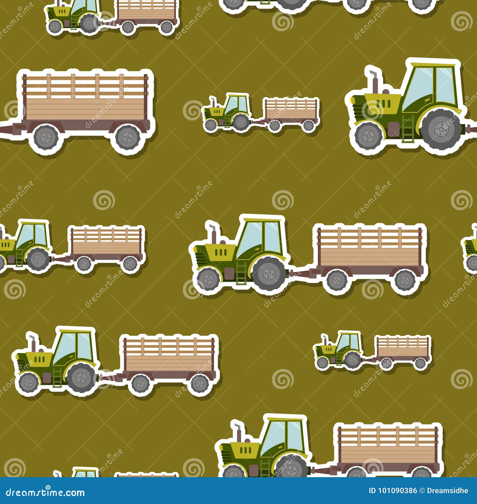 Seamless Pattern with Farm Tractor Stock Vector - Illustration of ...