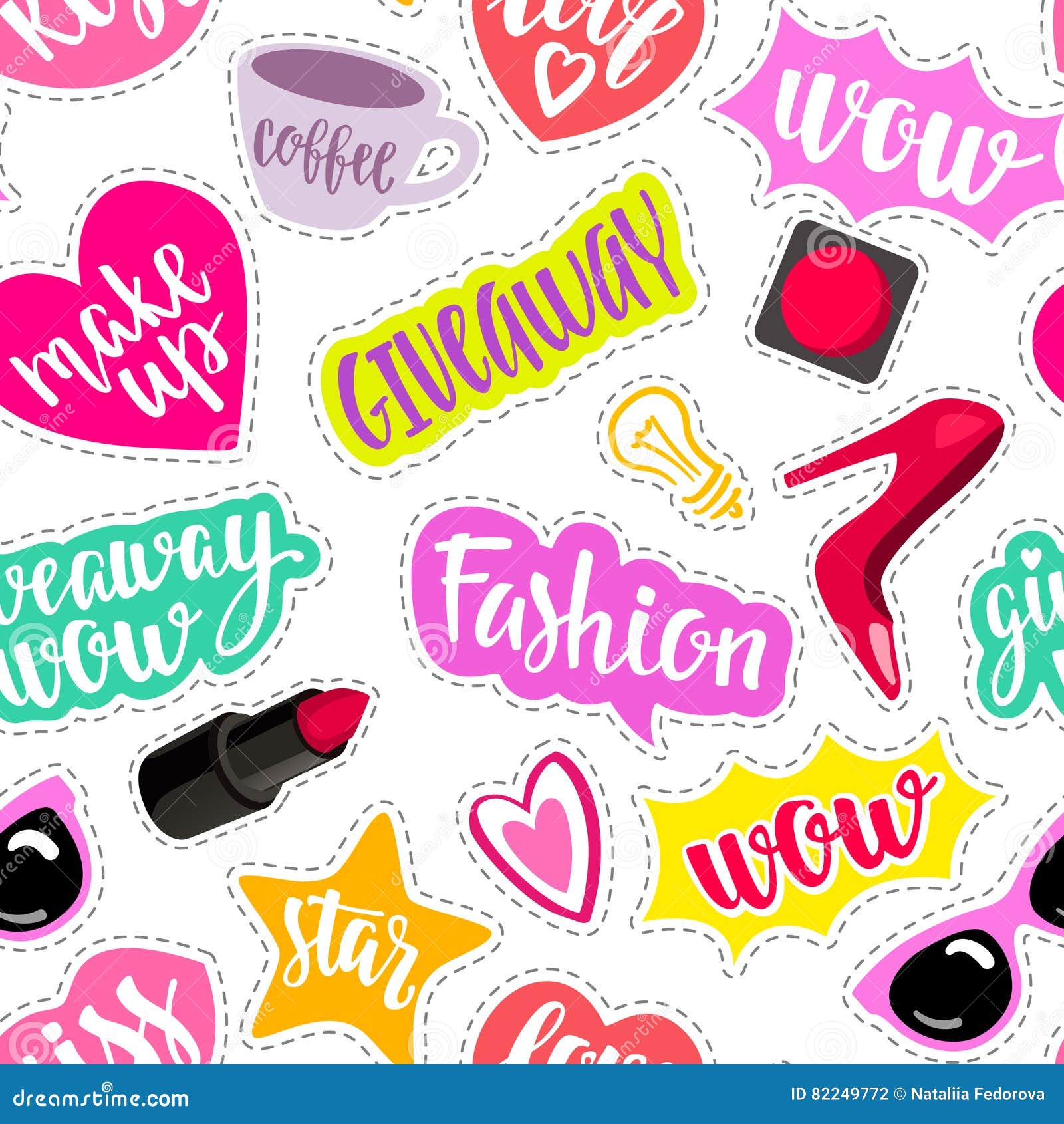 Seamless Pattern Fashion Elements in Patch Style. Stock Vector ...