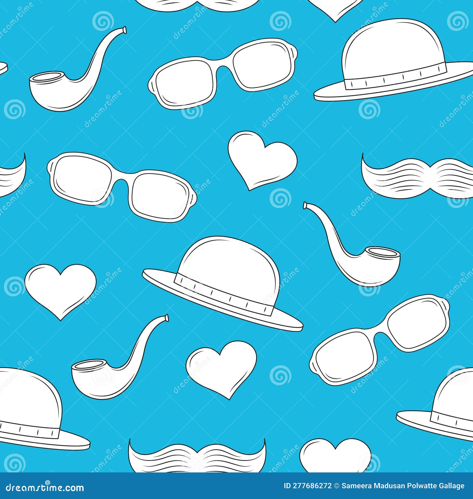 Seamless Pattern of Fathers Day. Vector Hand Drawn Happy Father S Day ...