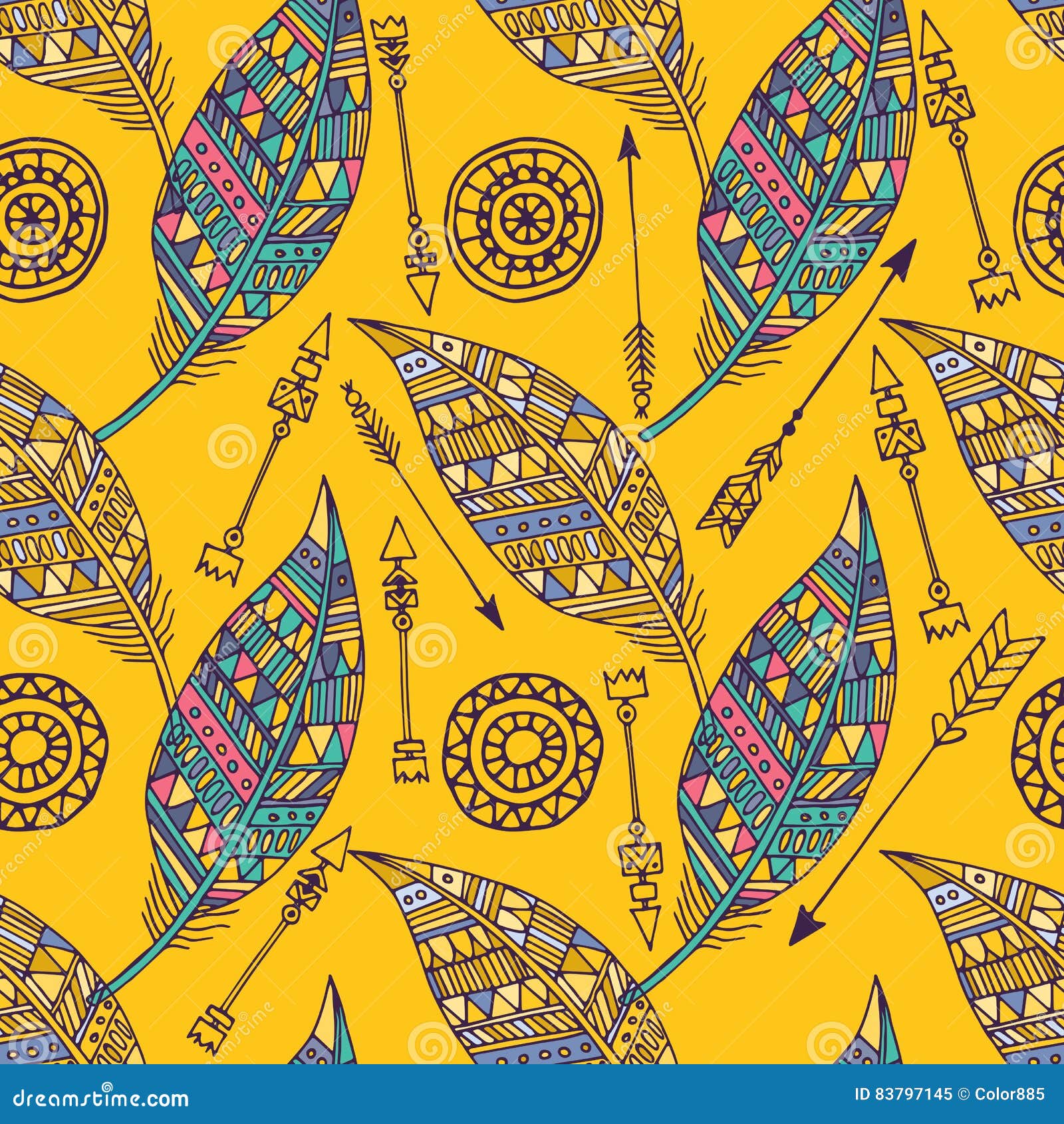 Seamless Pattern with Feather and Arrows in Vector Stock Vector ...